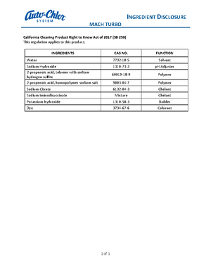 MACH Turbo - Paper - SAFETY DATA SHEET MACH TURBO 1. PRODUCT AND ...