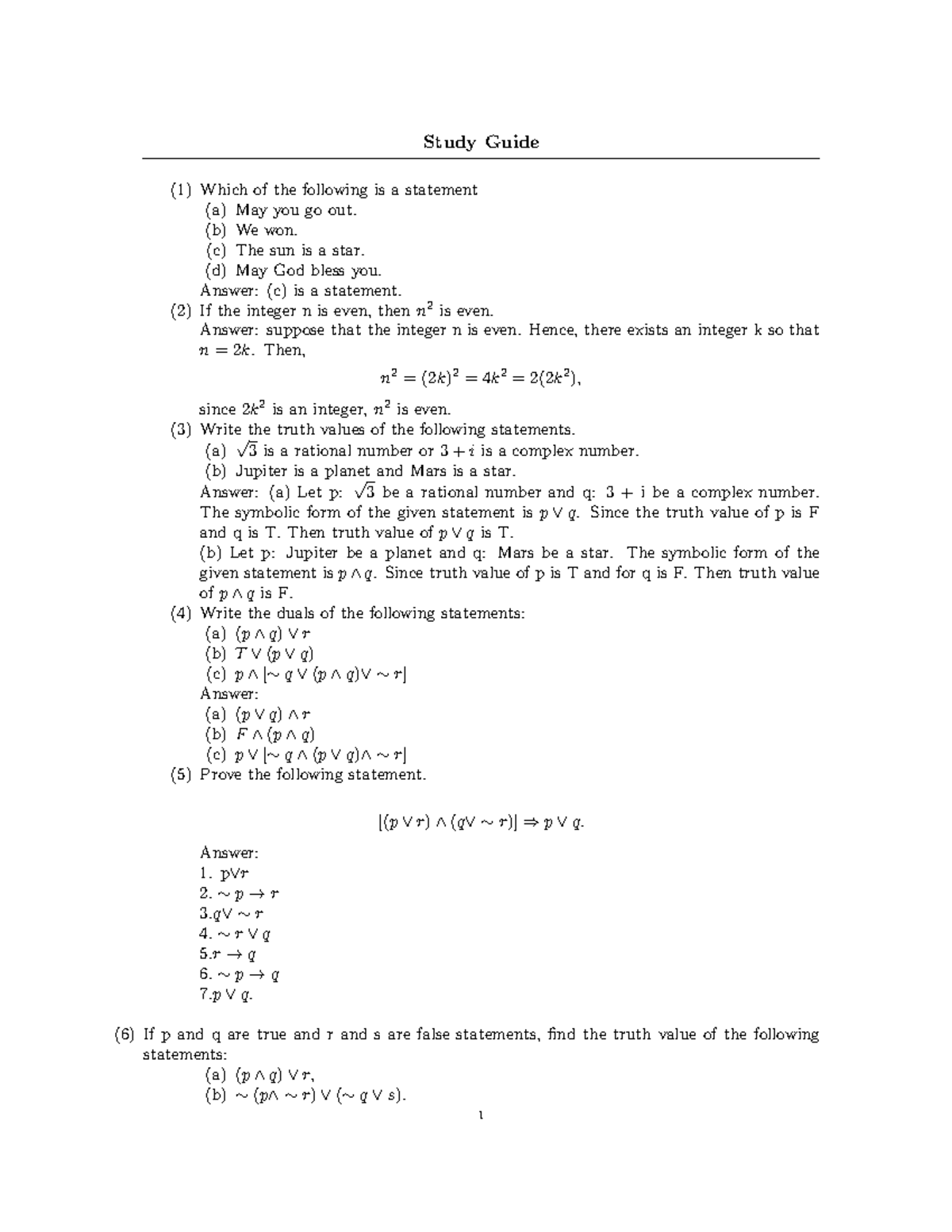 Exam3 - disjunction and conjunction - Study Guide (1) Which of the ...