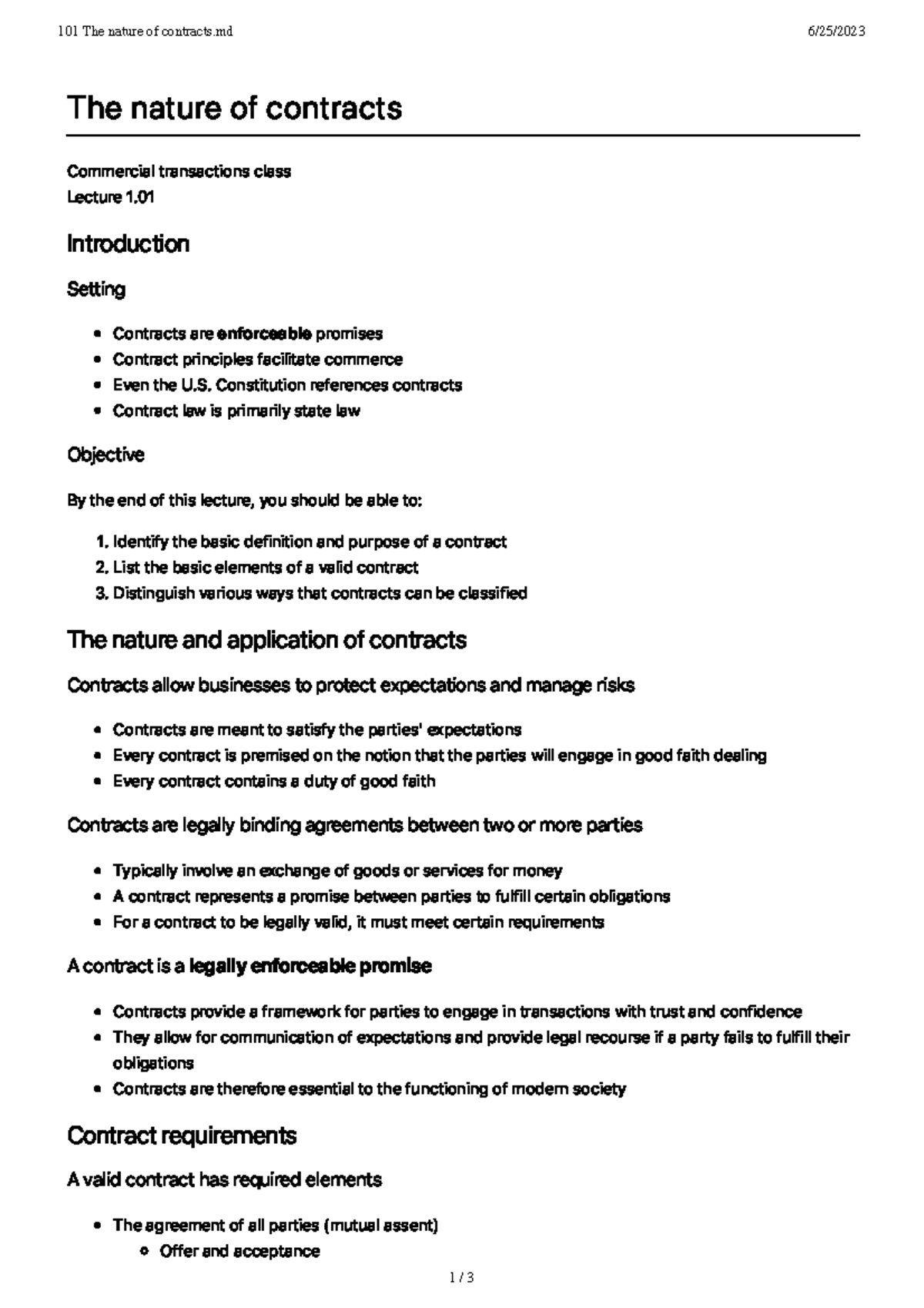 101 The nature of contracts - LSB 3213 - OK State - Studocu