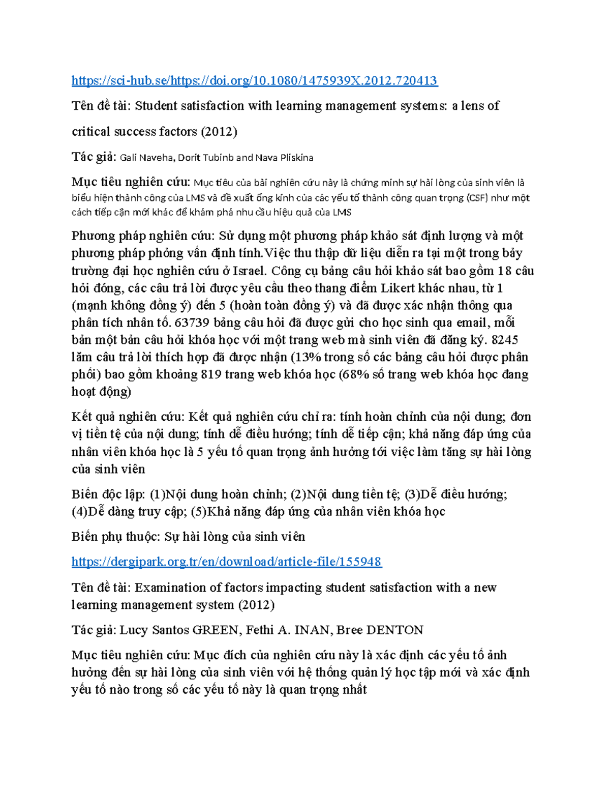 LMS - Summary Phân tích dữ liệu - sci-hub/doi/10.1080/1475939X.2012. Tên đề tài: Student - Studocu