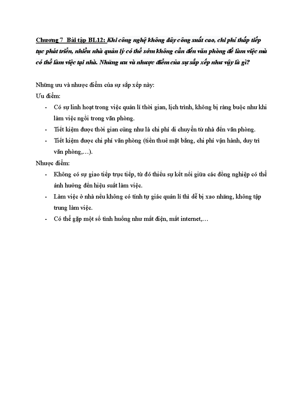 BT BL12 - Chương 7_Bài tập BL1 2 : Khi công nghệ không dây công suất cao, chi phí thấp tiếp tục ...