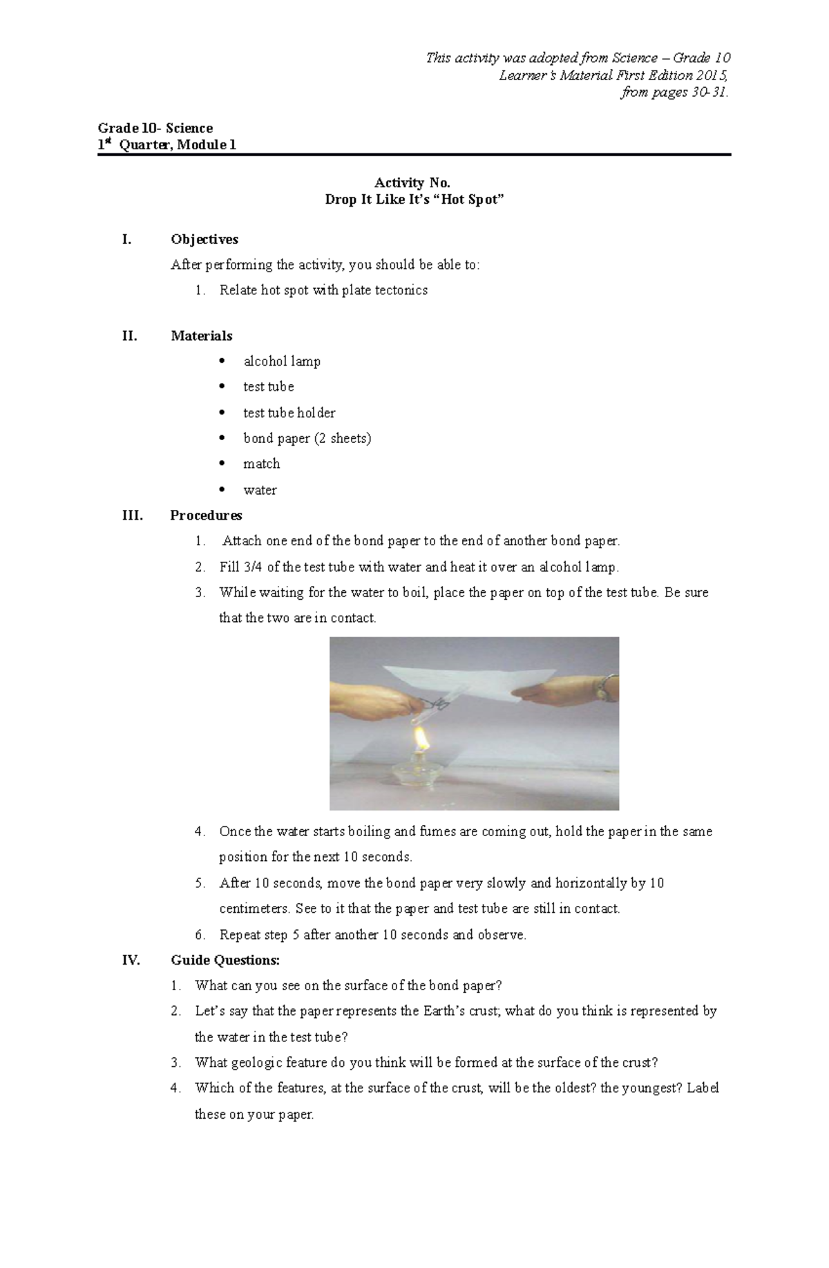8.1 Activity and Rubrics - This activity was adopted from Science ...