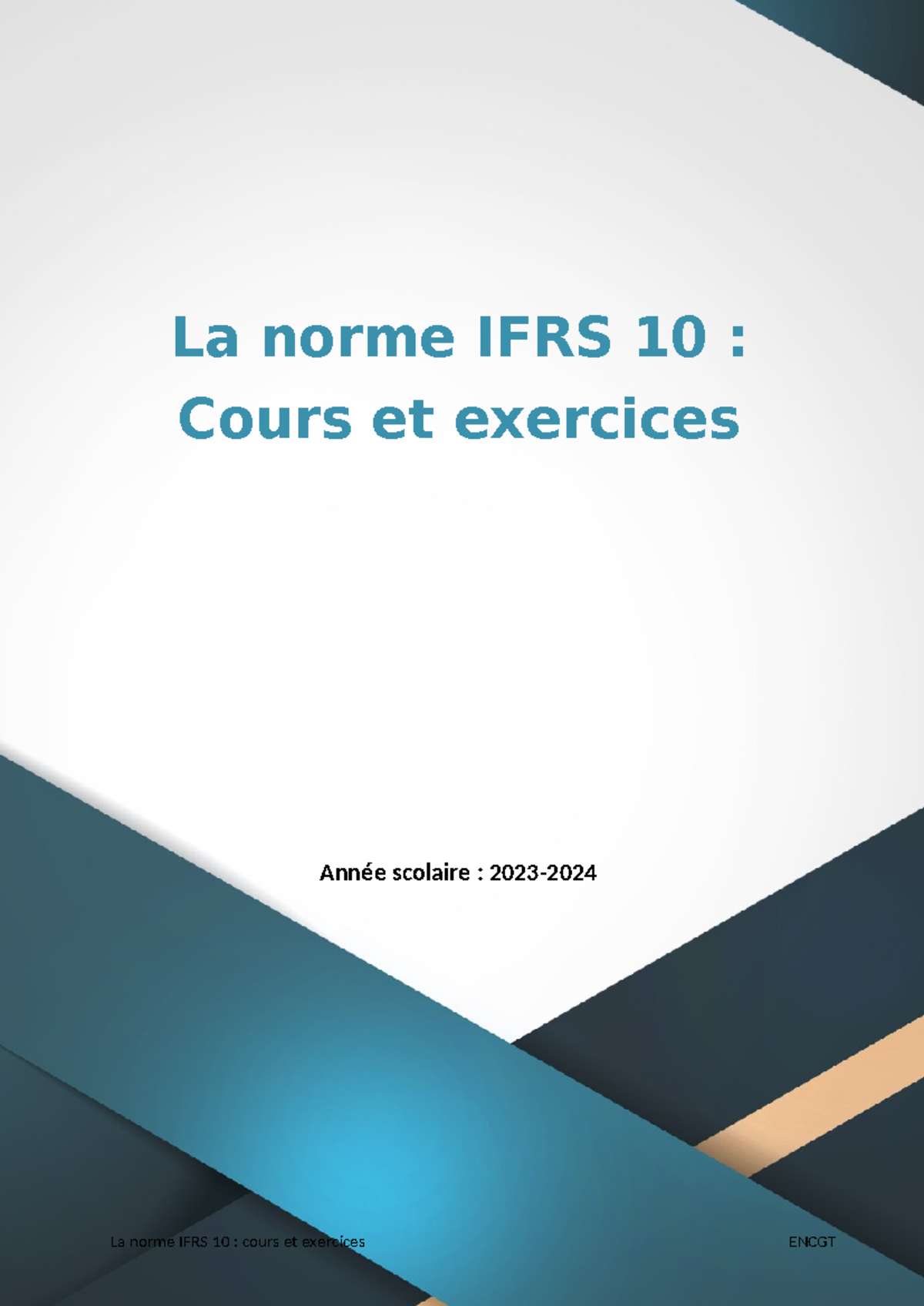 Rapport IFRS 10 avec exercices - La norme IFRS 10 : cours et exercices ...