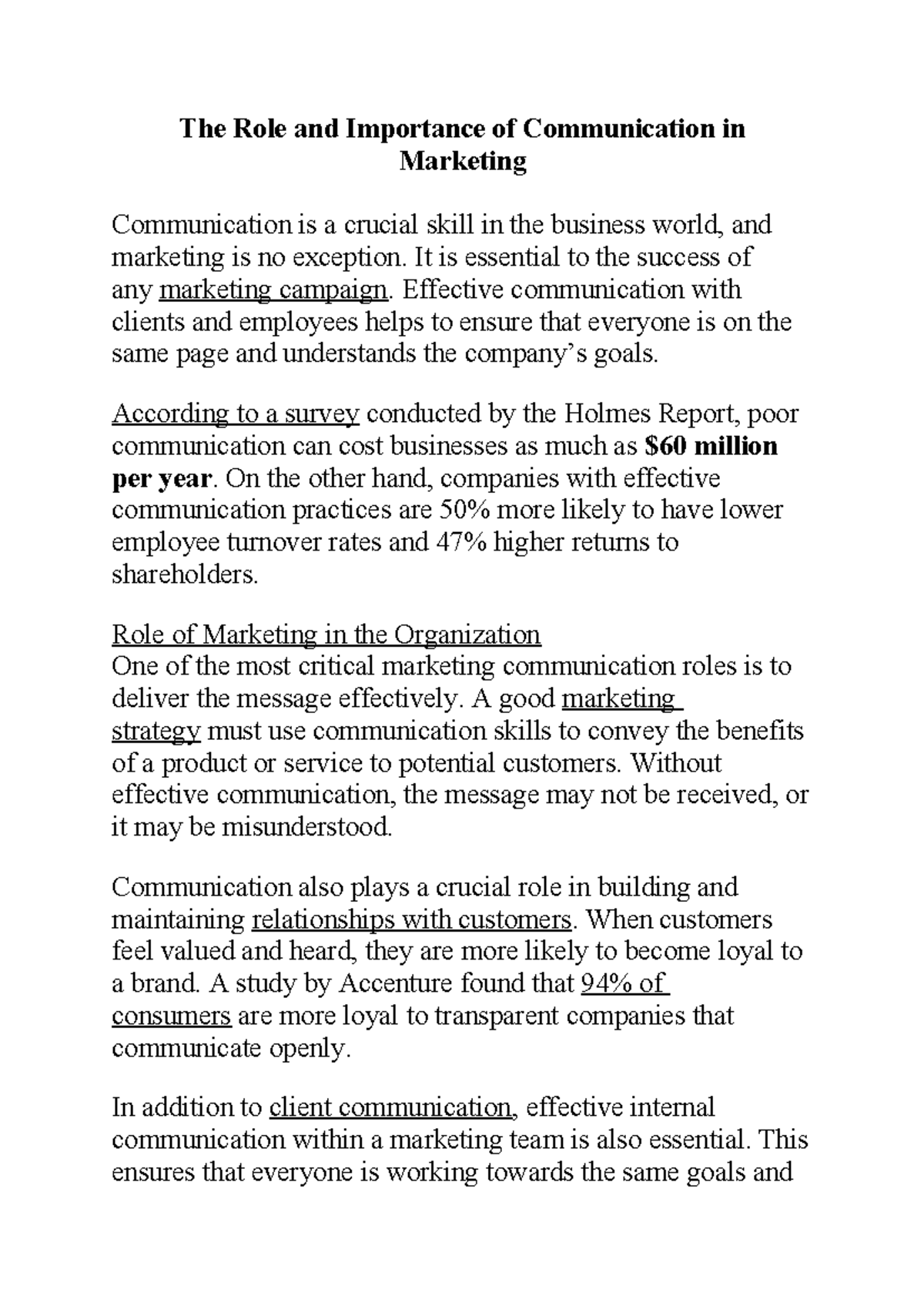 The Role and Importance of Communication in Marketing - The Role and ...