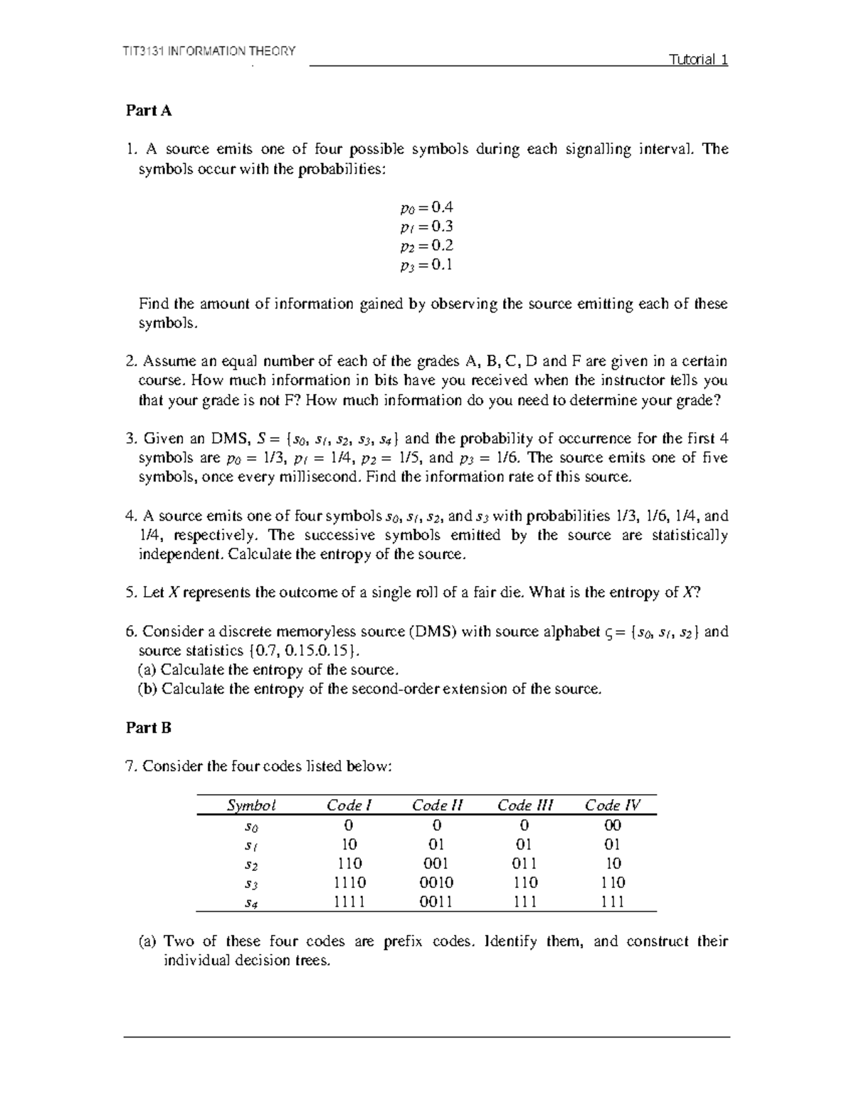 376979 Tutorial 1 - Part A A - Studocu