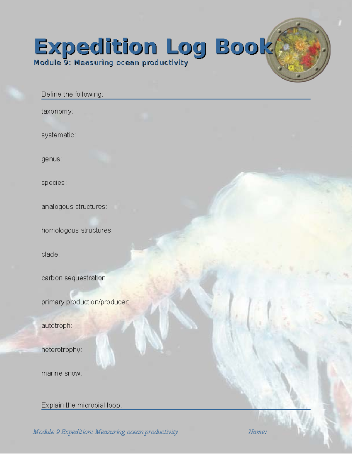 Log Book 9 - logbook - Expedition Log Book Module 9:Module 9:Expedition ...