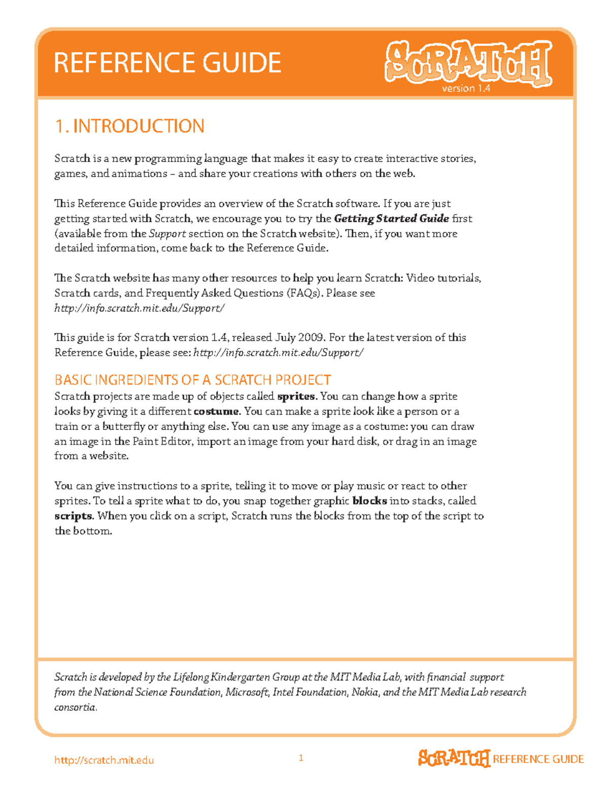 Scratch Reference Guide 14 - 1 Scratch is developed by the Lifelong ...