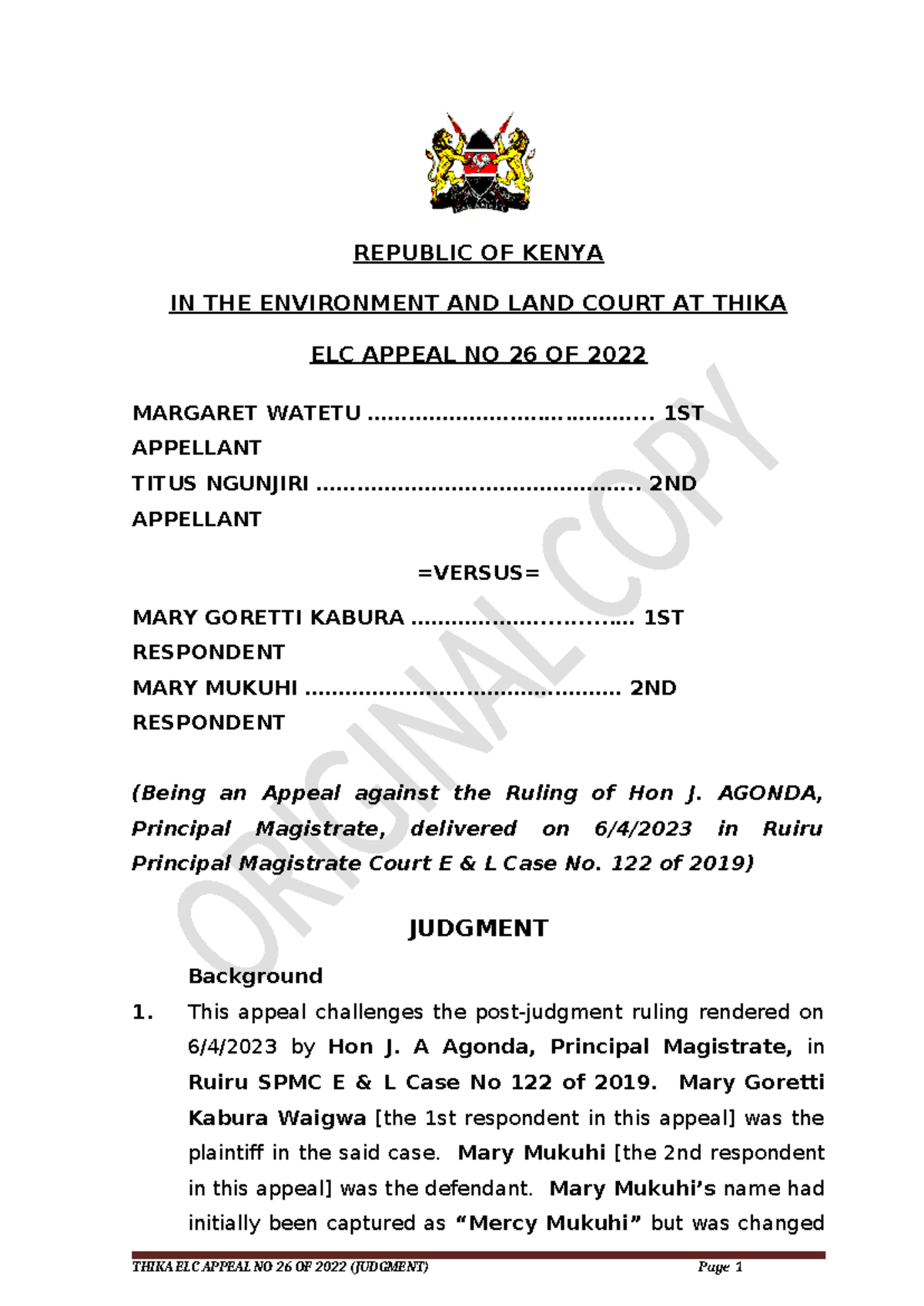 Watetu & another v Kabura & another (Environment and Land Appeal 26 of ...