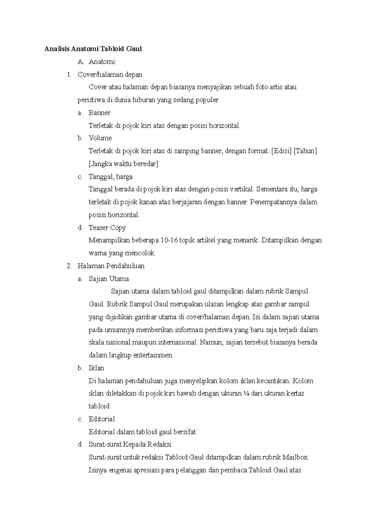 Tugas Analisis Anatomi Tabloid Gaul - Analisis Anatomi Tabloid Gaul A ...