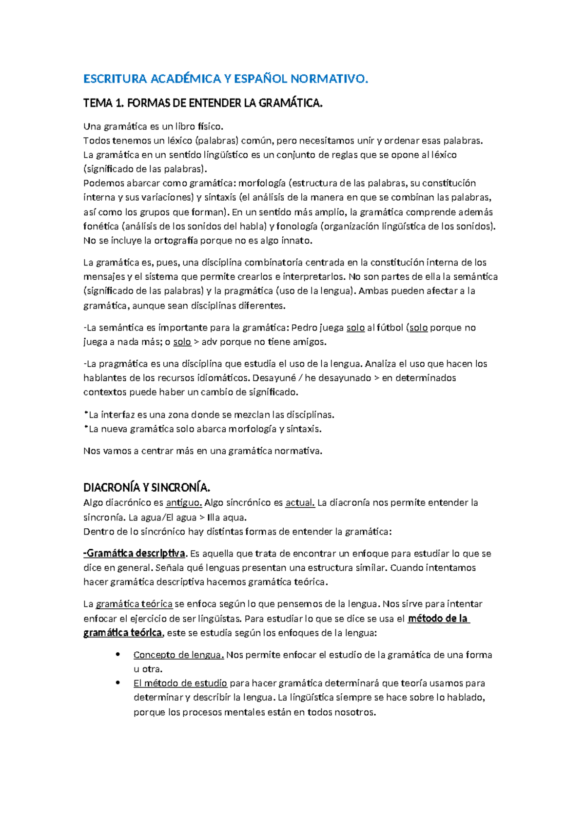 Escritura Tema 1 - ESCRITURA ACADÉMICA Y ESPAÑOL NORMATIVO. TEMA 1 ...