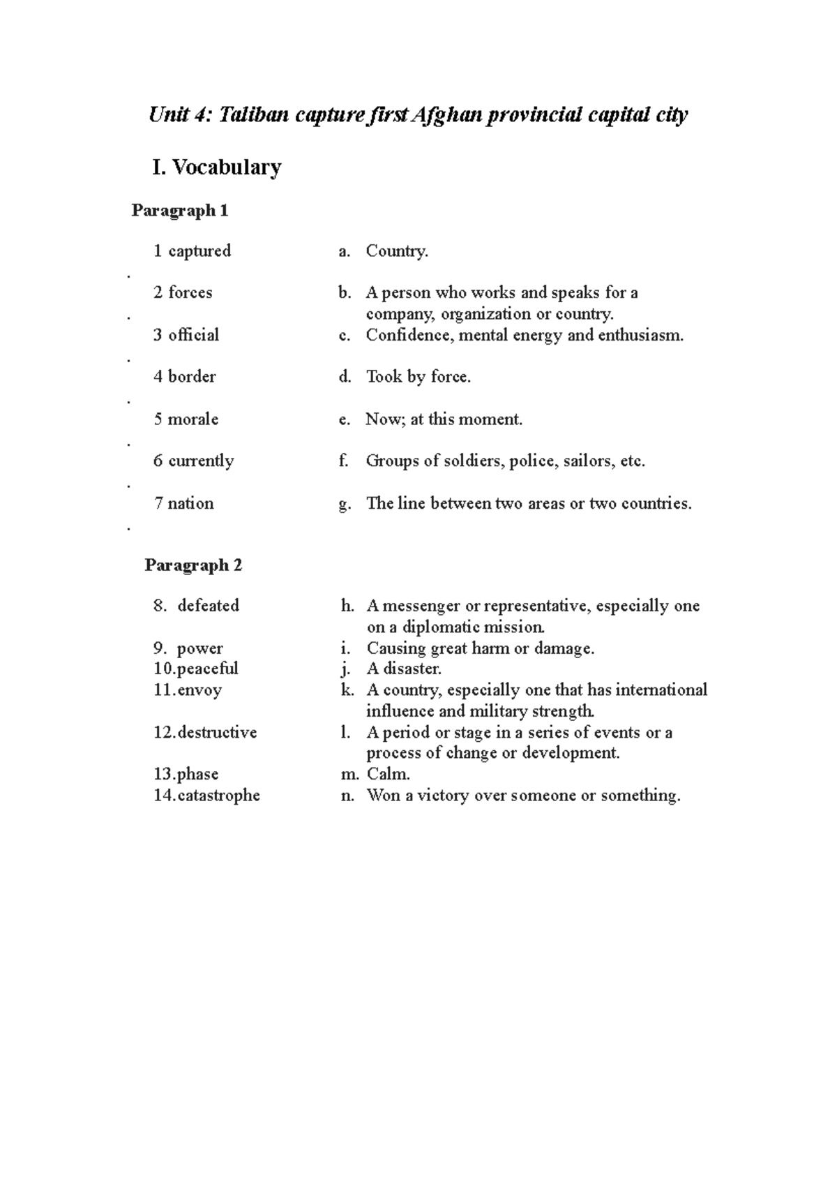 Unit 4 Listening CN tự học Học viện ngoại giao - Unit 4: Taliban ...