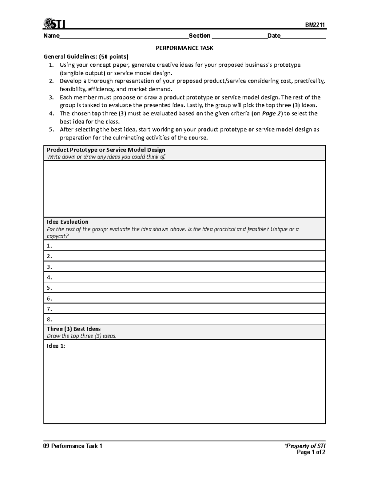 09 Performance Task 1(4) - Name Section Date PERFORMANCE TASK General ...