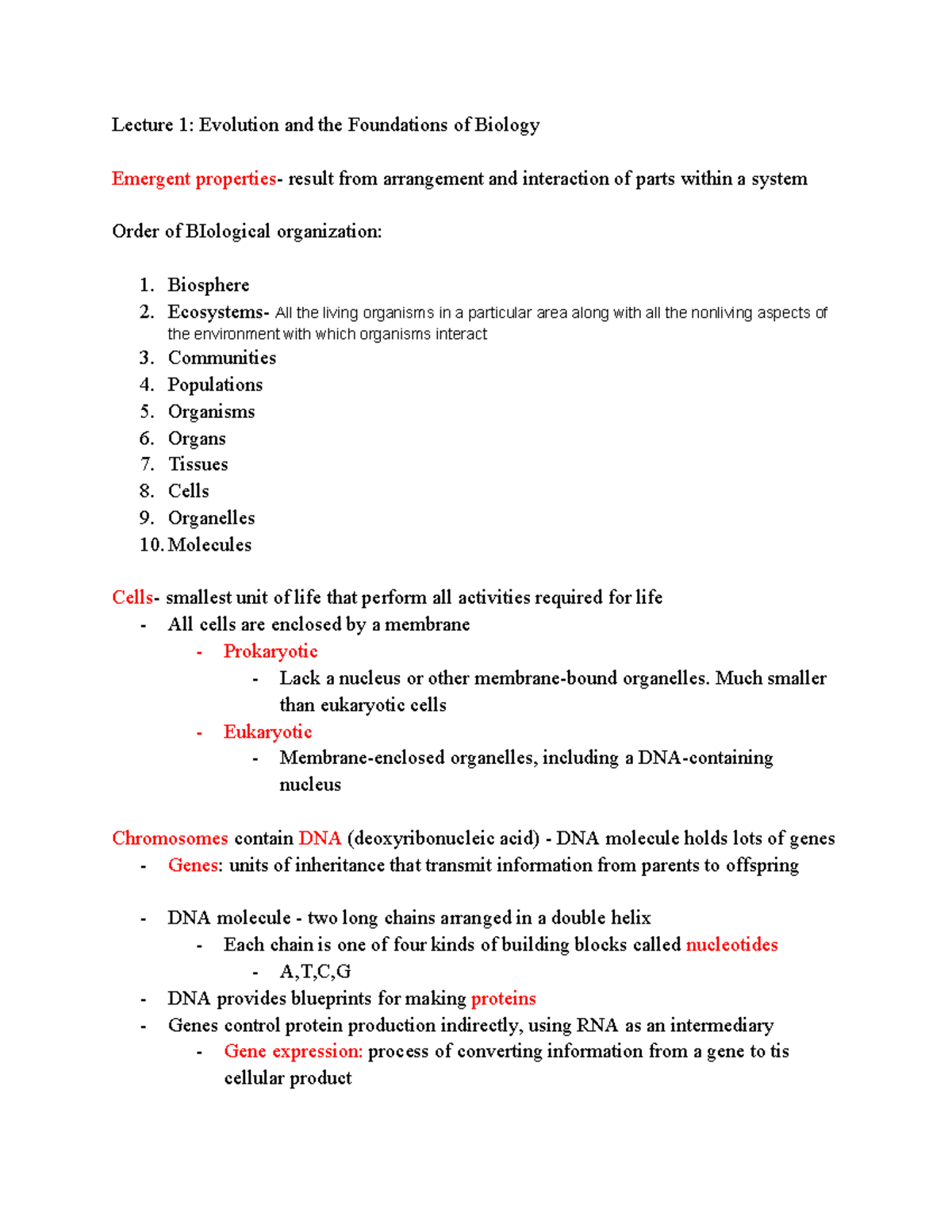 Week 1 Ap Bio Lecture Lecture 1 Evolution And The Foundations Of