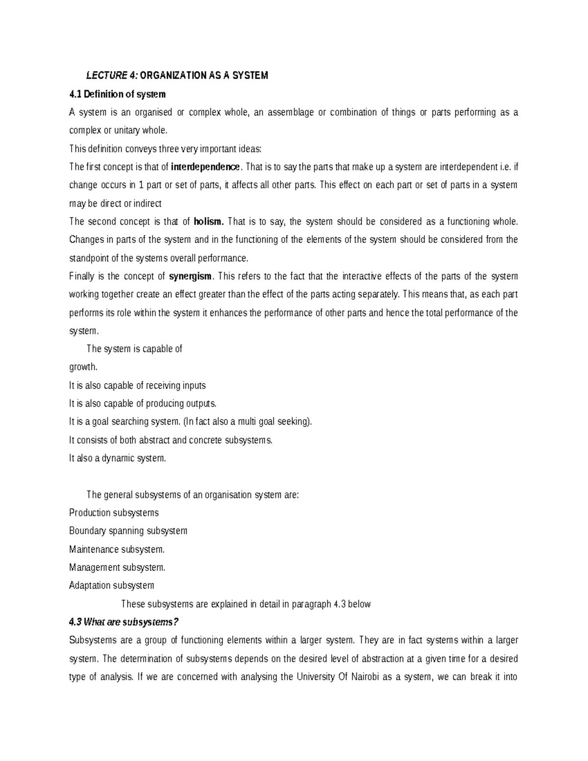 Lecture organization's as systems - LECTURE 4: ORGANIZATION AS A SYSTEM ...