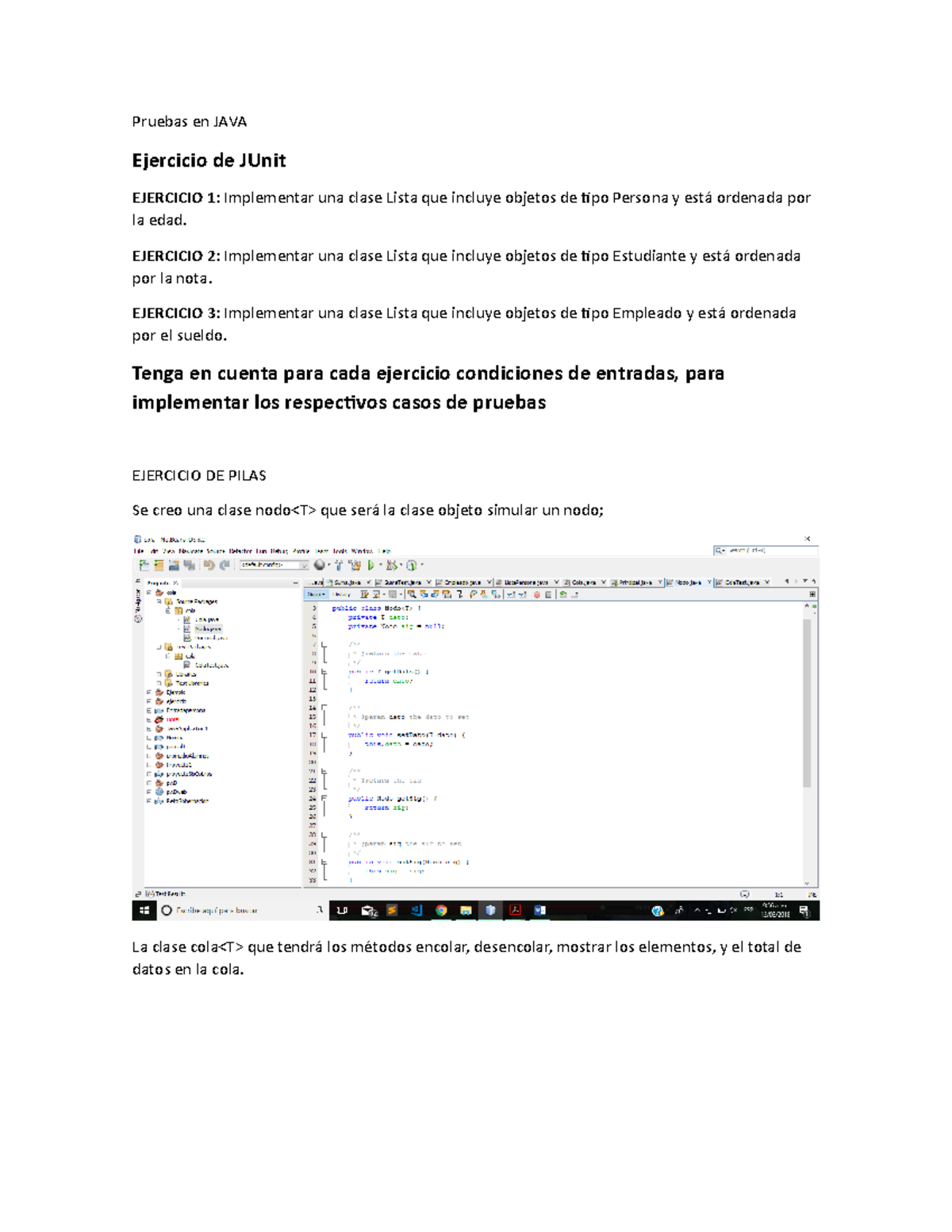 Documento - Pruebas en JUNIT - Pruebas en JAVA Ejercicio de JUnit ...