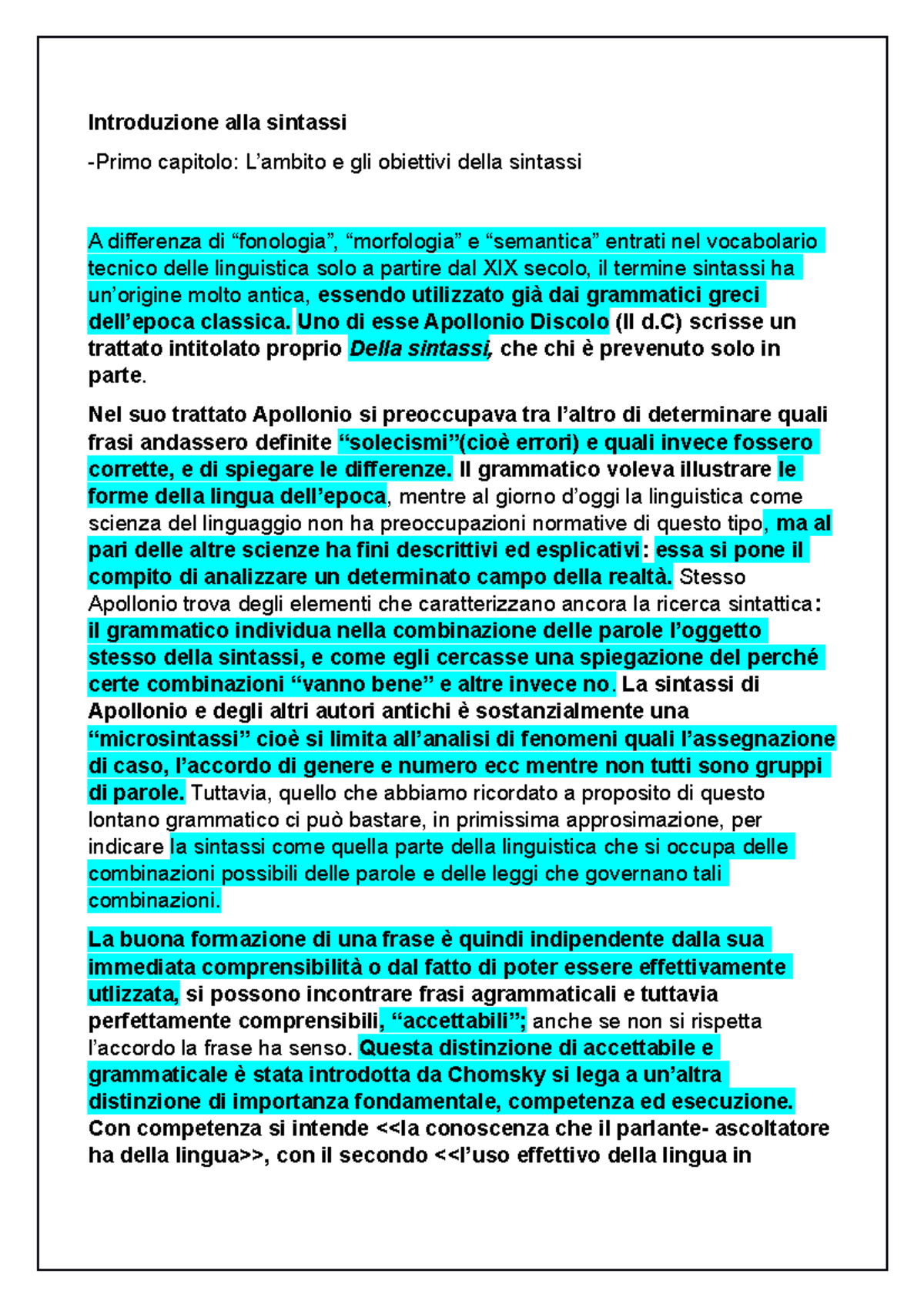 Introduzione alla sintassi - Introduzione alla sintassi -Primo capitolo ...