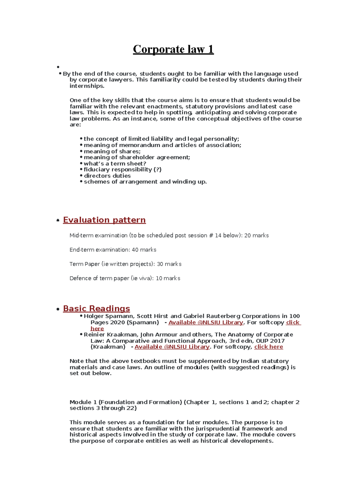 Corporate law 1 - these are my personalised notes - Corporate law 1 By ...