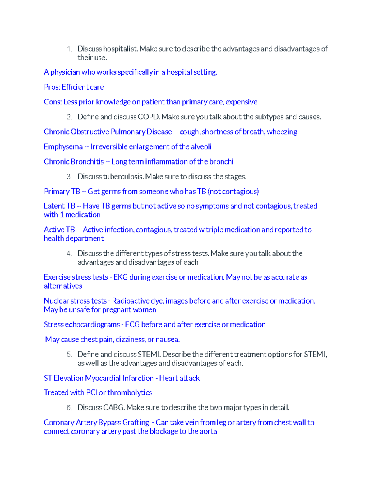 Exam 1 Discussion Questions - Discuss hospitalist. Make sure to ...