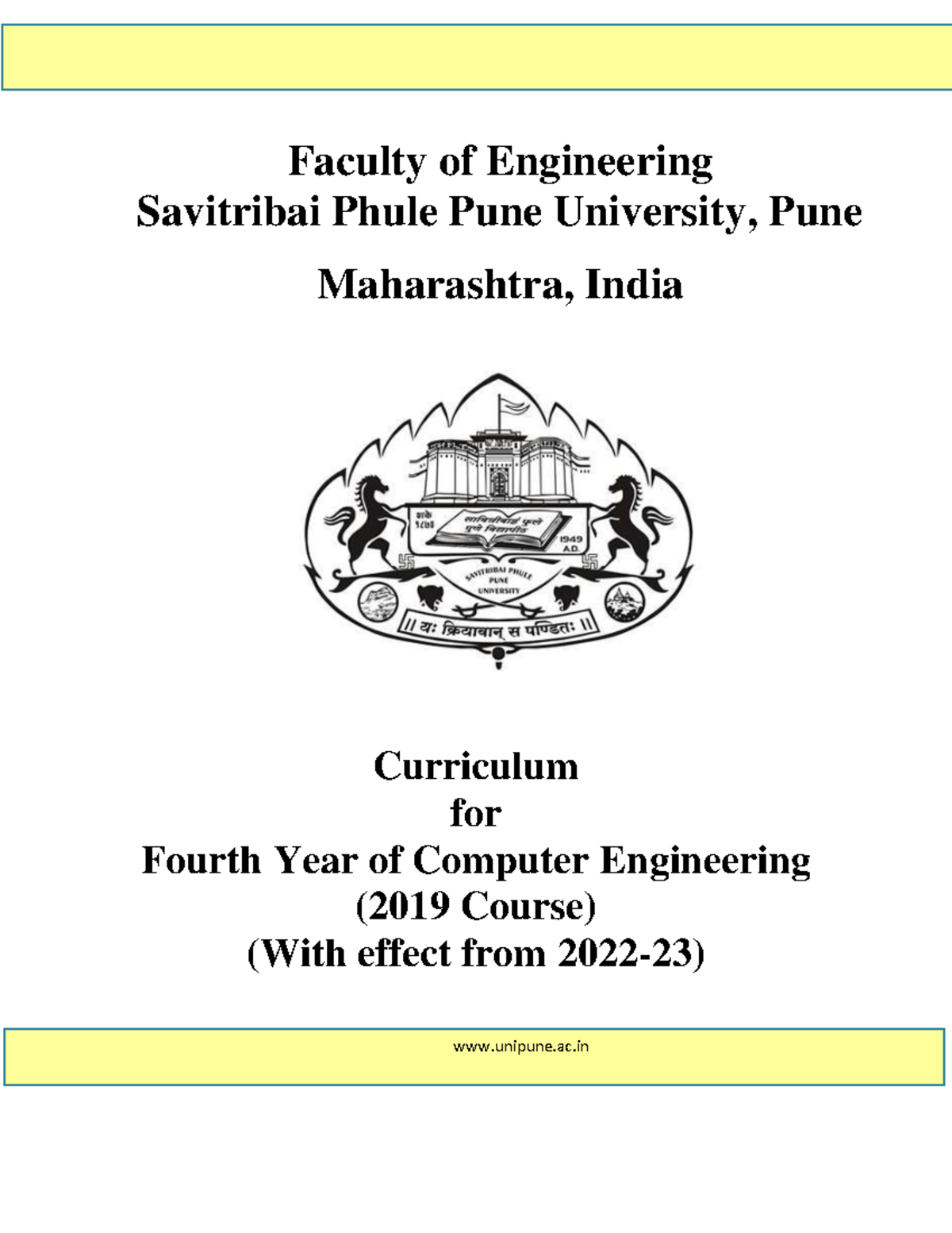 BE Computer Engineering Syllabus 2019 Course Unipune ac Faculty Of
