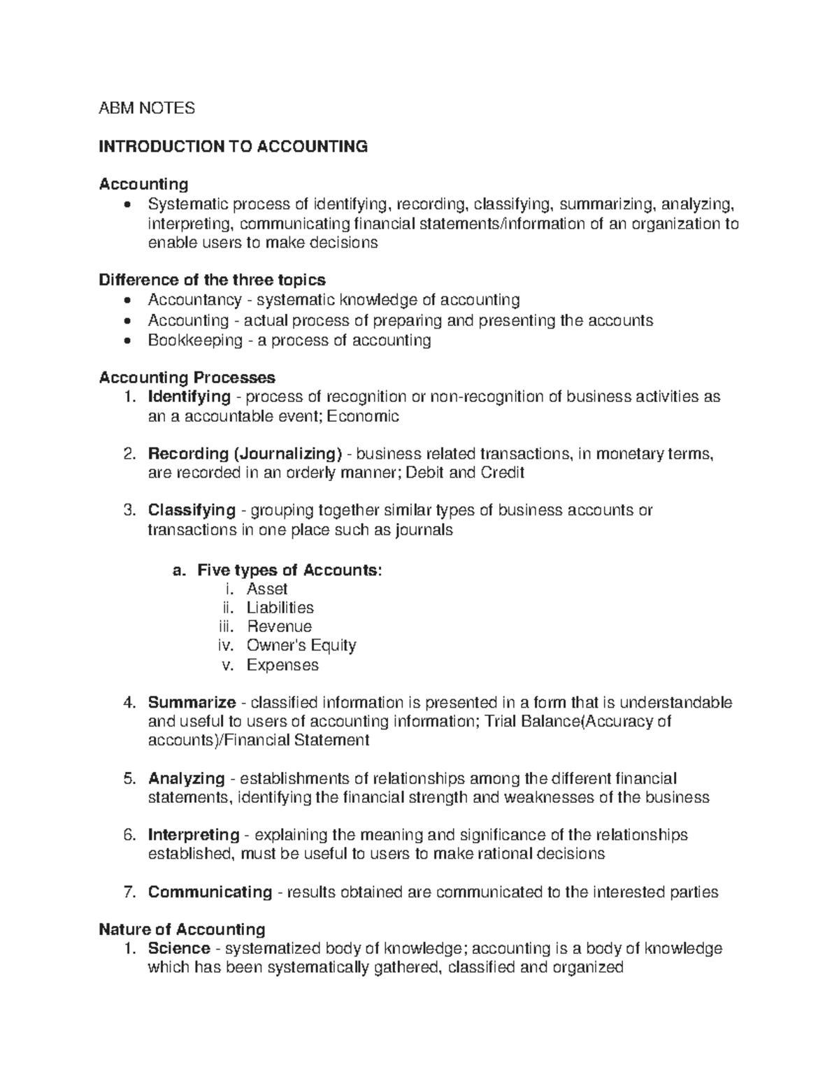 Copy of ABM Notes (SHS-YUNI) Introduction to Accounting - ABM NOTES ...