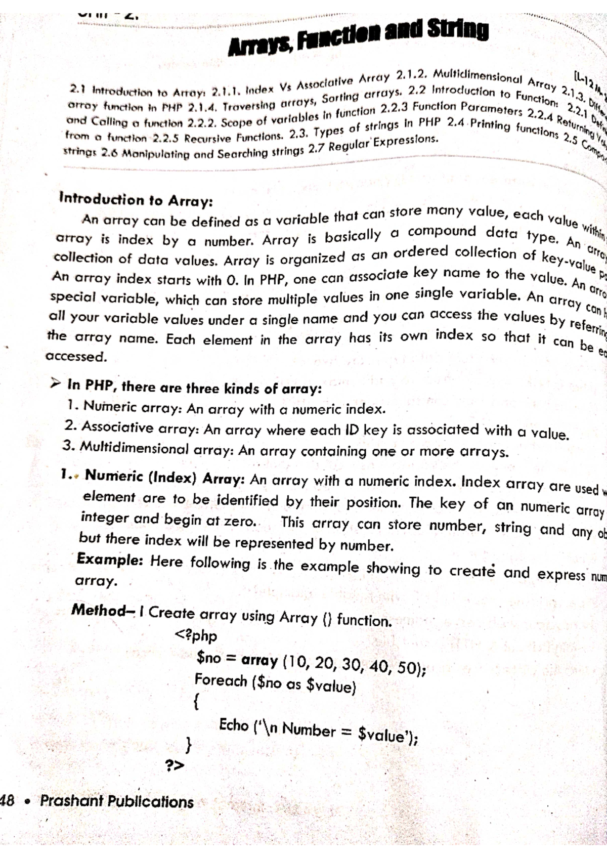 Unit 3 Arrays Function and String - Introduction to php - Studocu