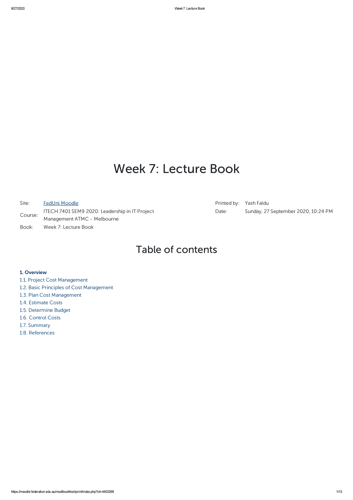 Week 7 Lecture Book - ch 6 - Week 7: Lecture Book Site: FedUni Moodle ...