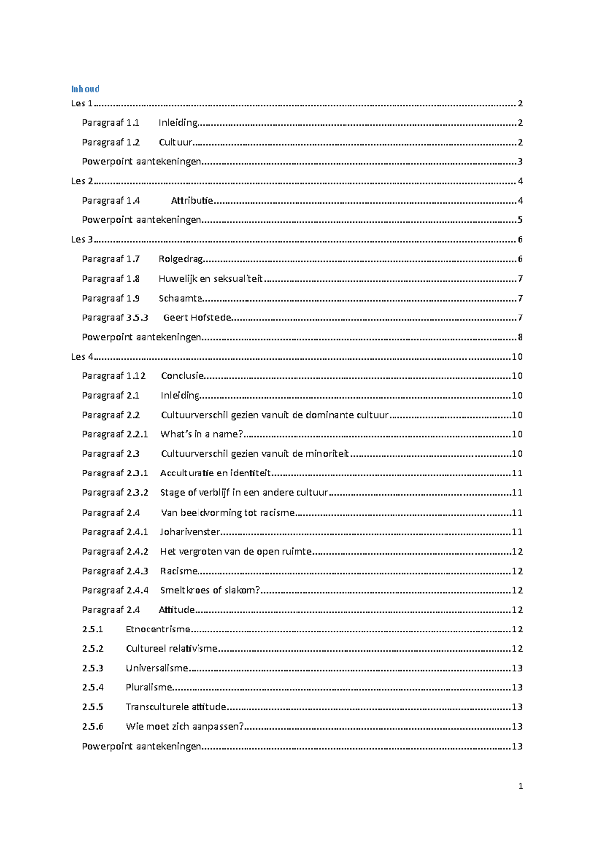 Samenvatting Diversiteit - Inhoud Les - Studeersnel