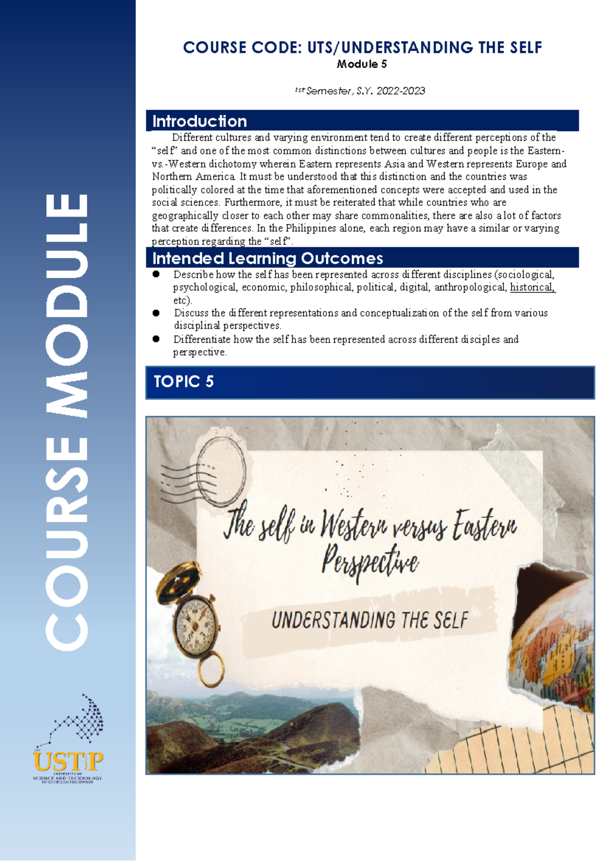 Module 5 - The Self in Western and Eastern Thoughts - 1 - COURSE CODE: UTS/UNDERSTANDING THE ...