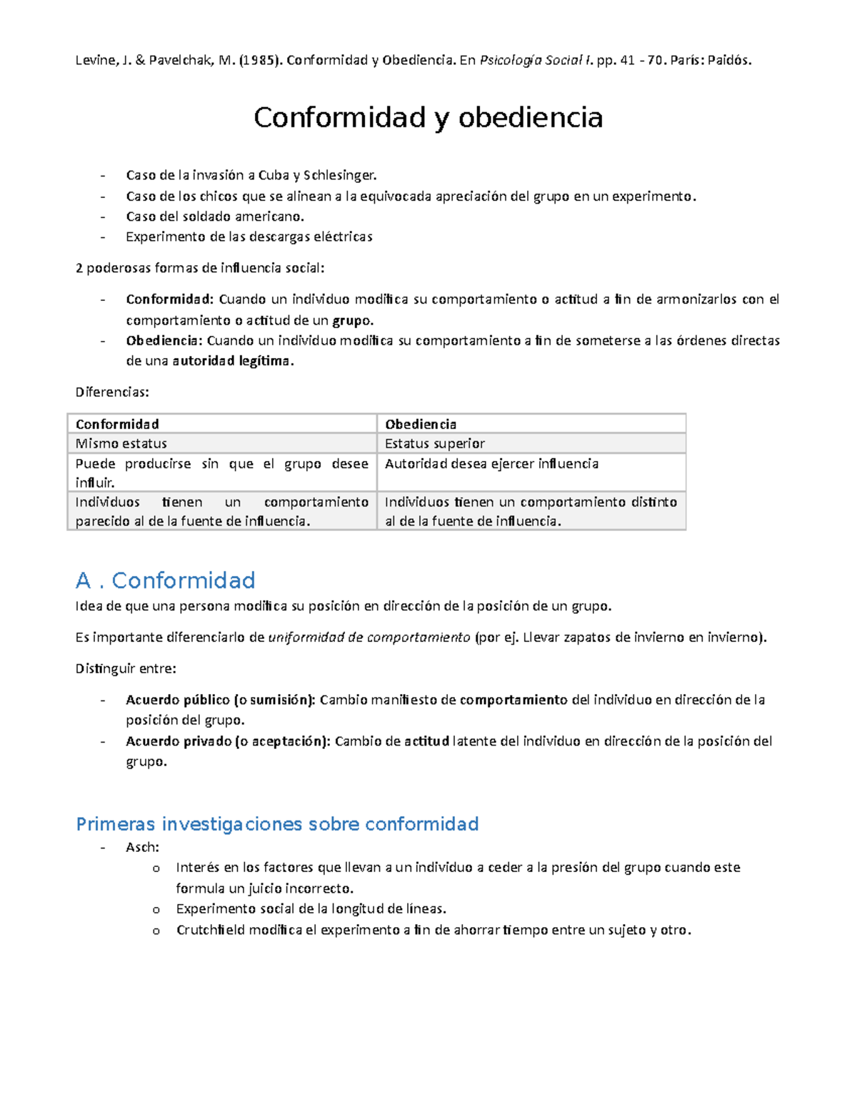 Levine, J. & Pavelchak, M. (1985). Conformidad y Obediencia. En ...