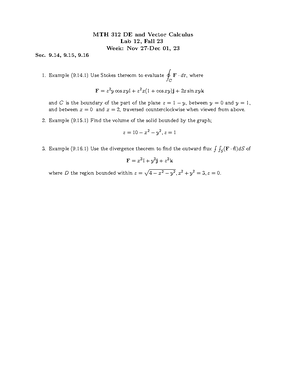 HW 08 V1 - homework - MTH 312 DE and Vector Calculus HW 08 V1 F23 Sol ...