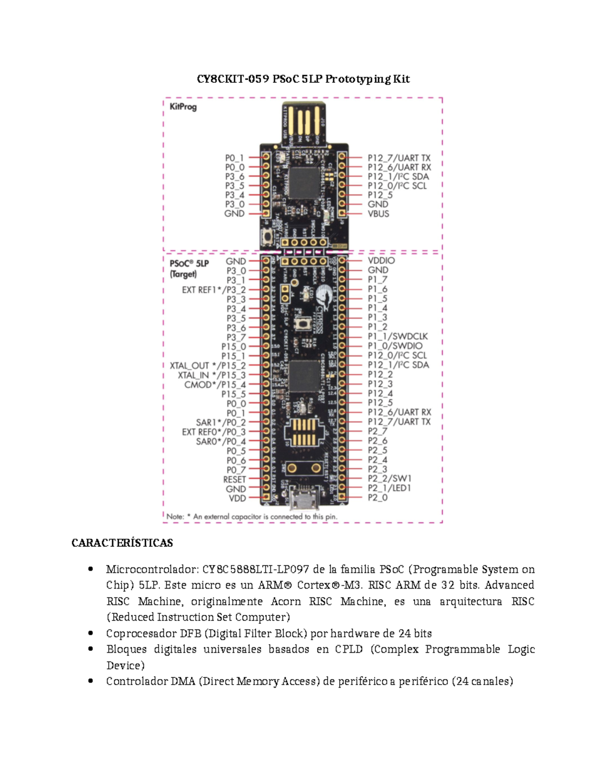 CY8CKIT-059 PSo C 5LP - Description and operation details of the course hardware, the CY8CKIT ...