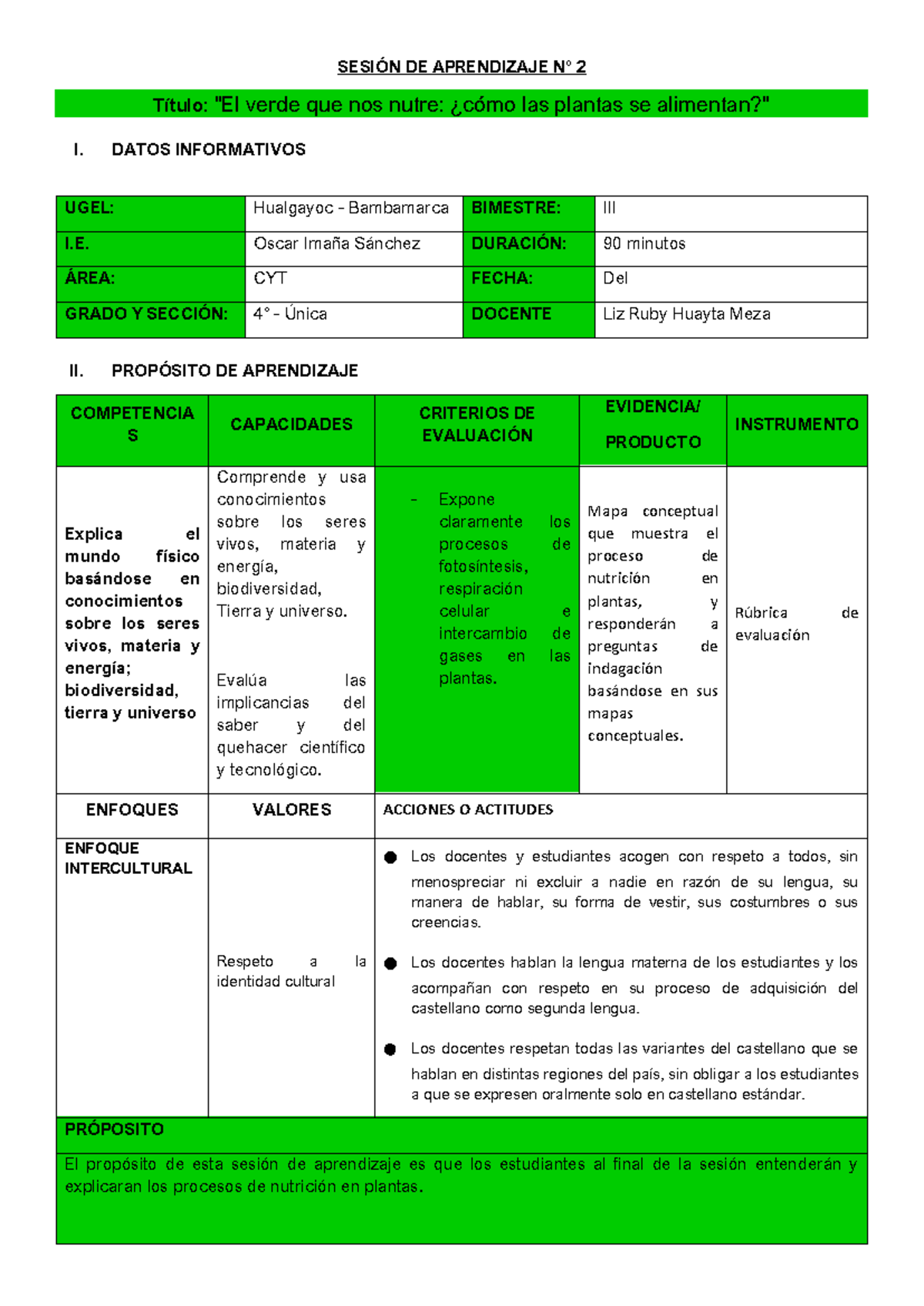 4° Sesion DE Aprendizaje 2 Unidad 3 Secundaria.arreglado oscar imaña sánchez - SESIÓN DE ...