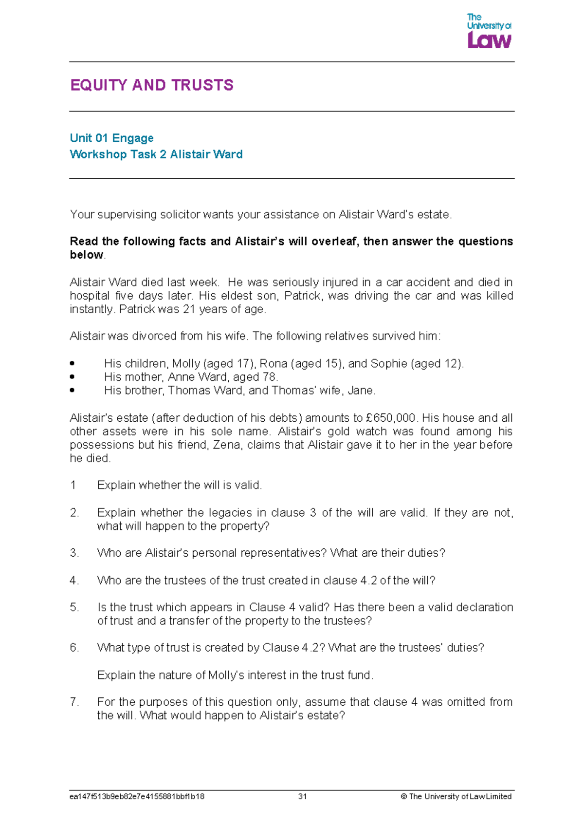 Engage Task 2 - EQUITY AND TRUSTS Unit 01 Engage Workshop Task 2 ...