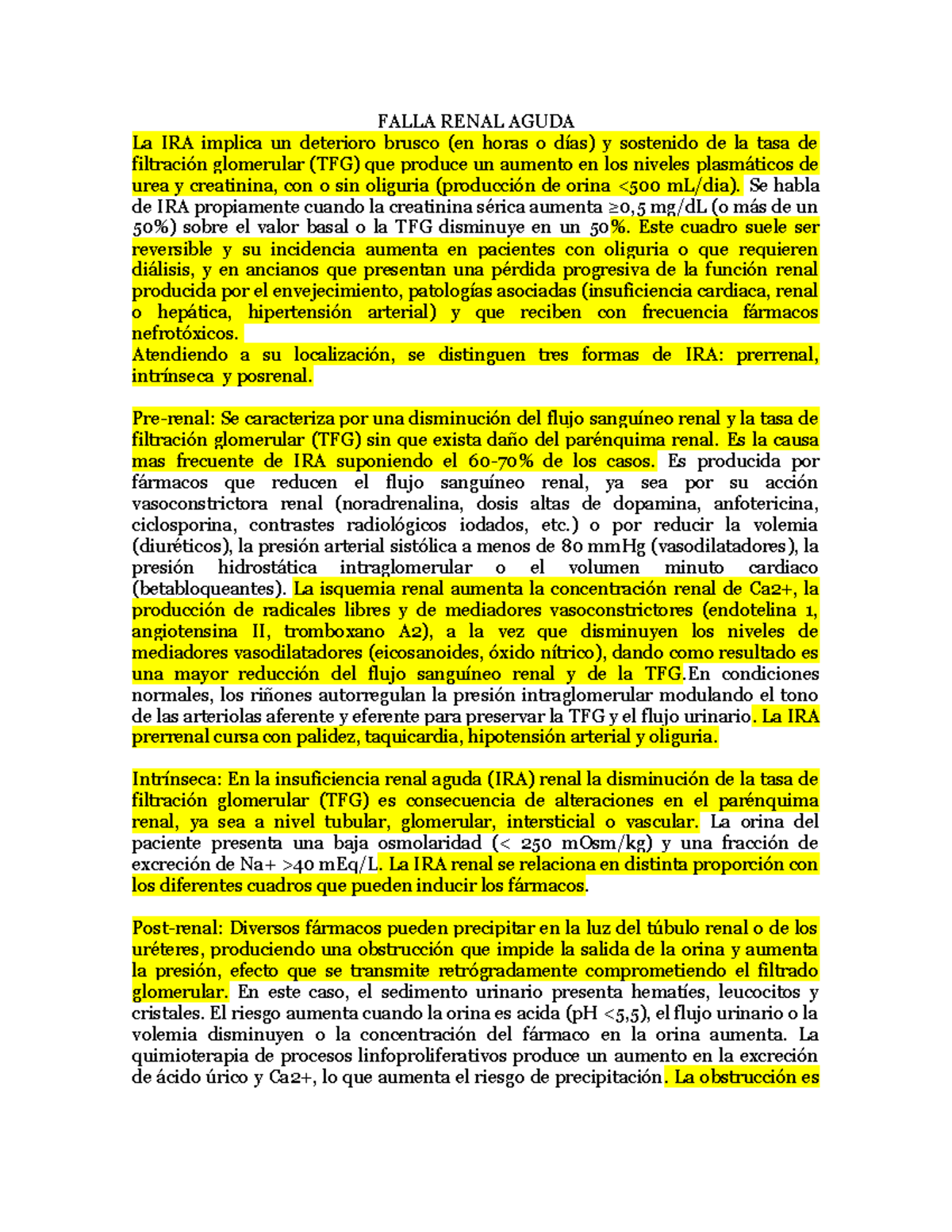 Falla Renal Aguda-Daño renal - Fisiología Médica - Studocu