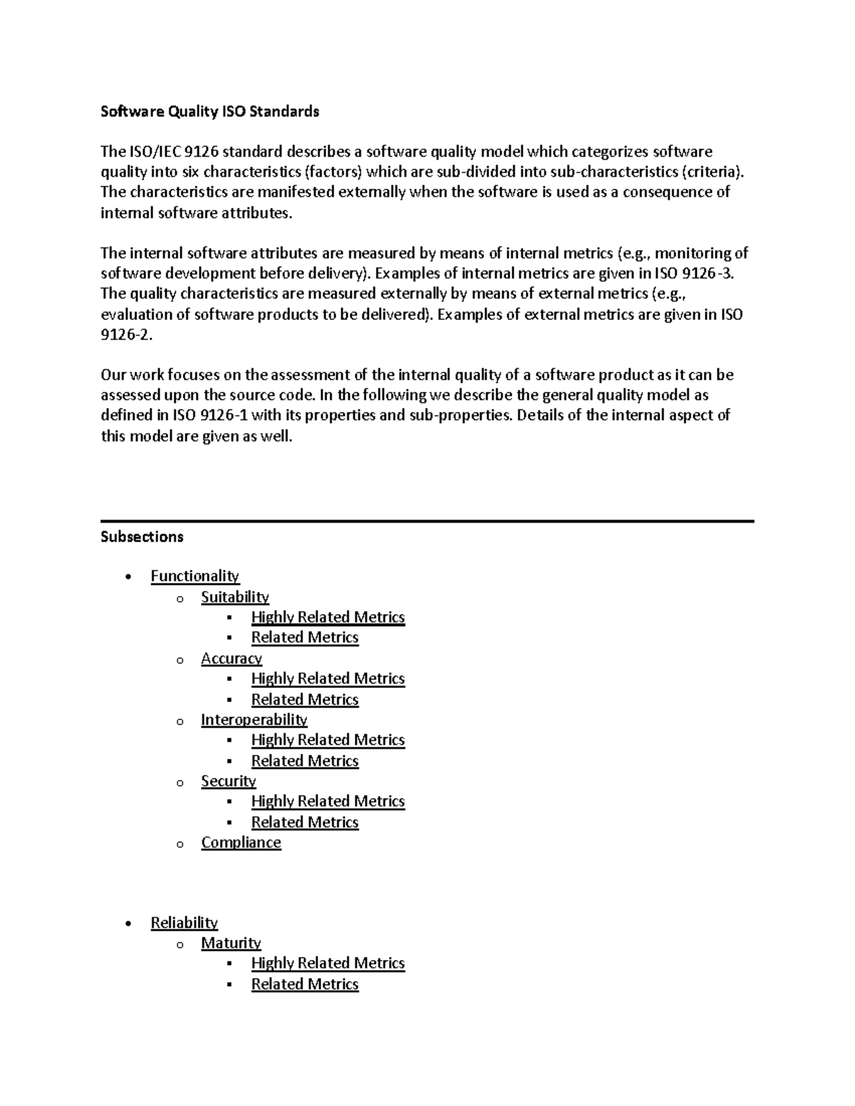 Software Quality ISO Standards - The characteristics are manifested ...