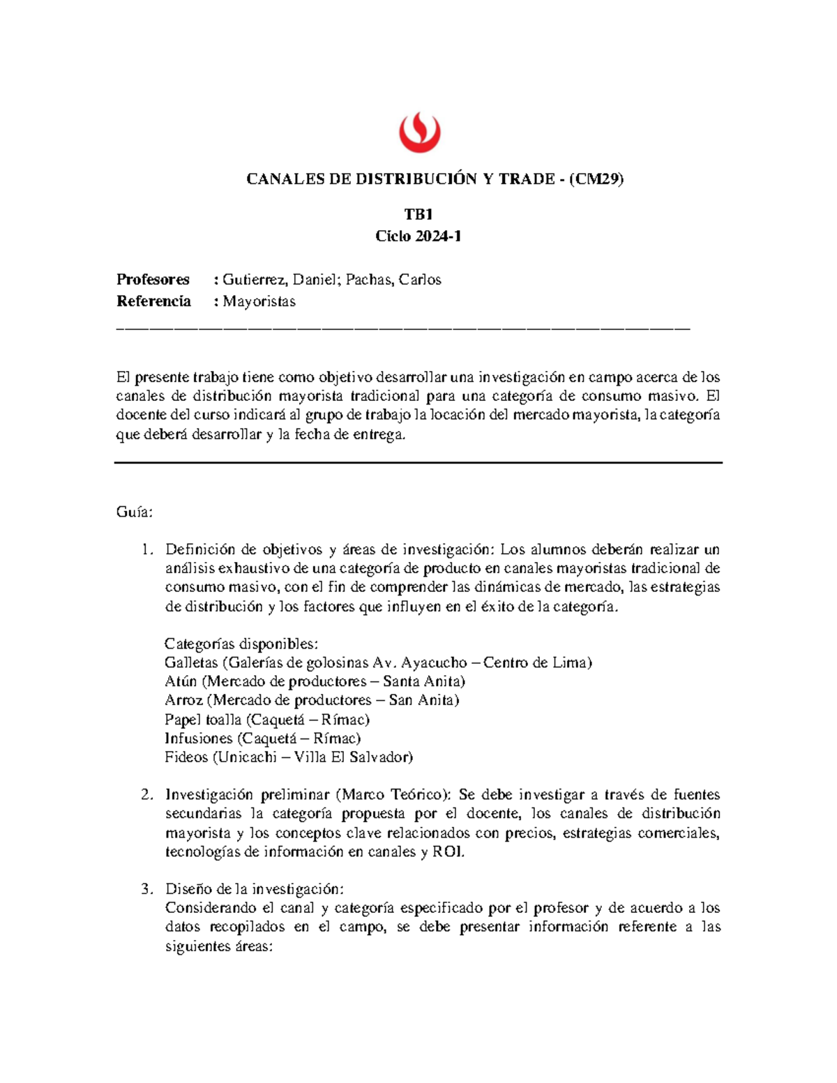 TB1 2024-1 Guia del trabajo Mayoristas - CANALES DE DISTRIBUCIÓN Y ...