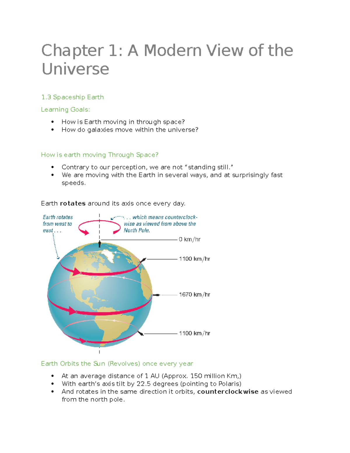 Astronomy 1-11 - Lecture notes including PPT images - Chapter 1: A ...