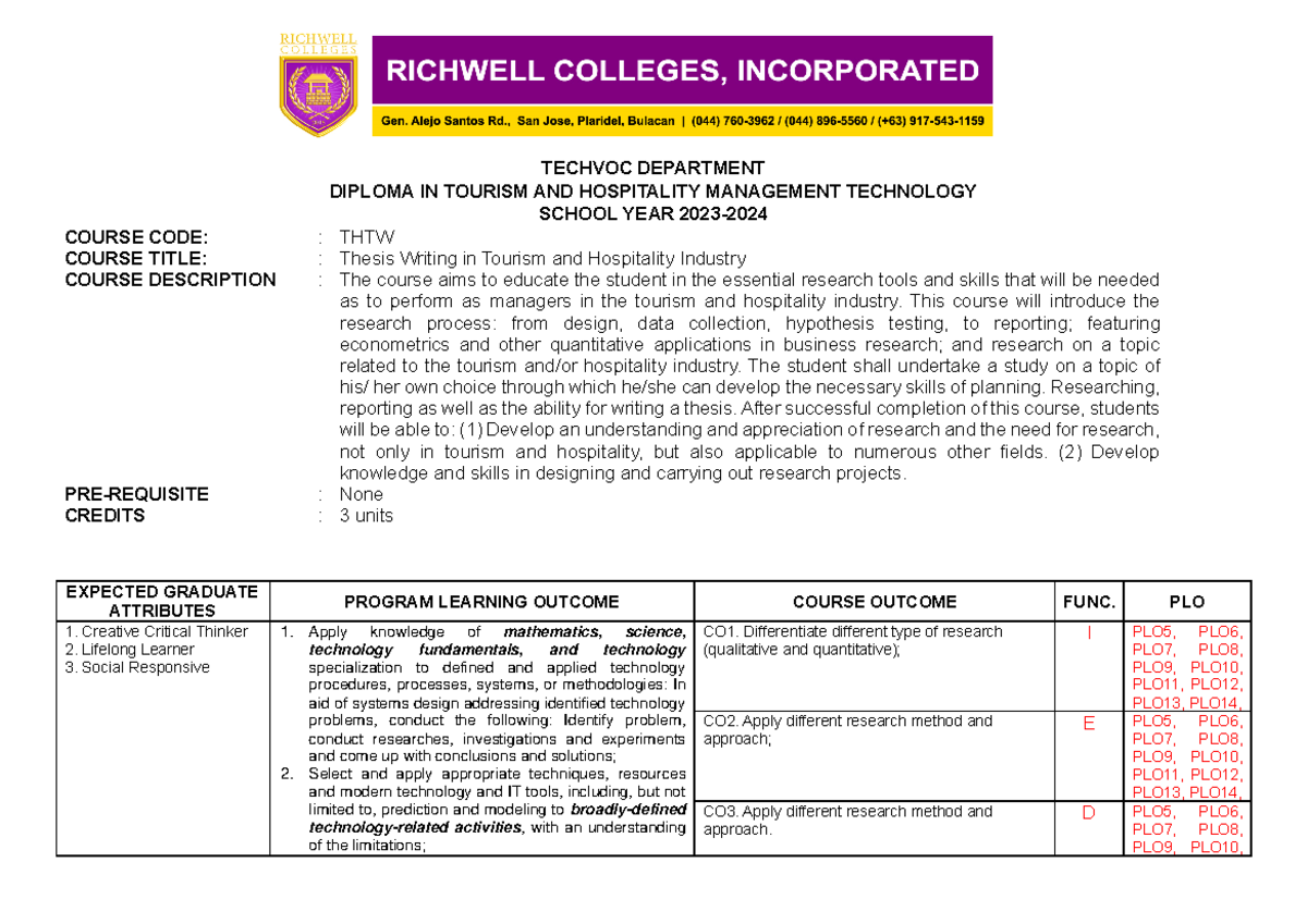 NEW Format - Syallabus - NBNM - TECHVOC DEPARTMENT DIPLOMA IN TOURISM ...