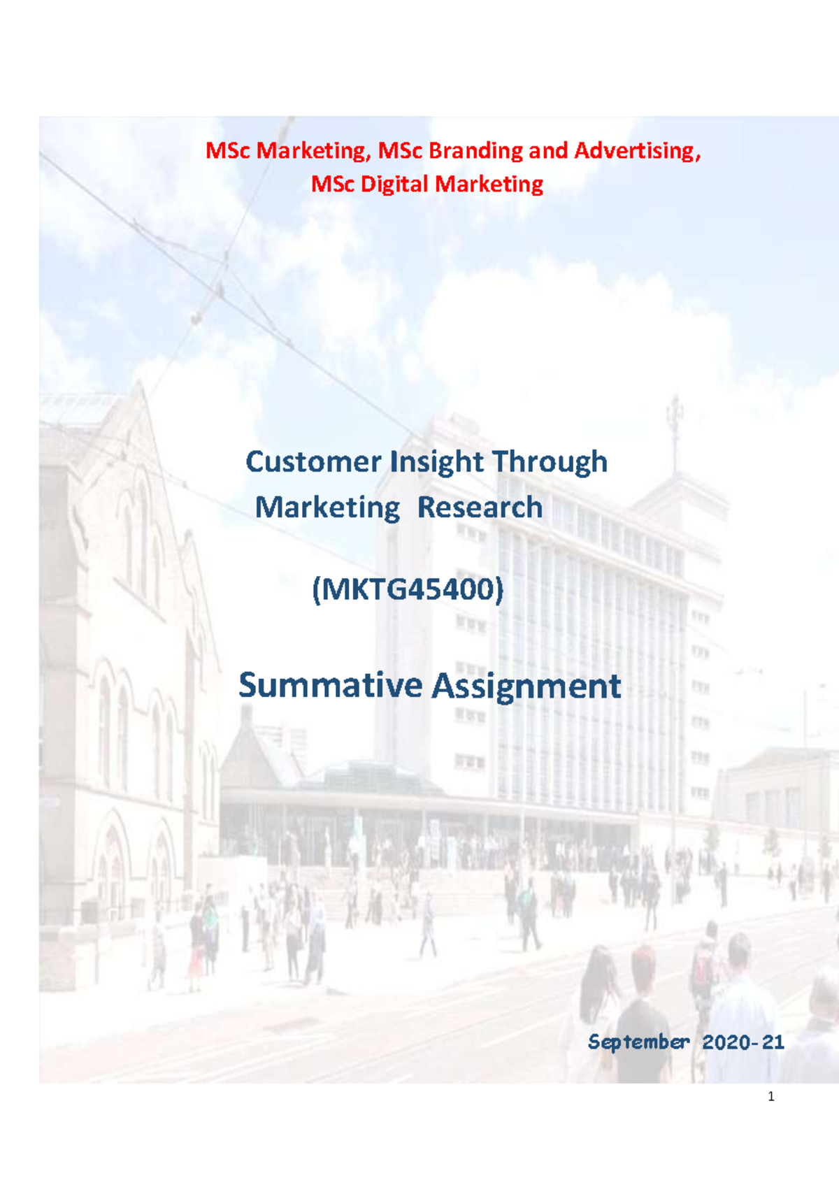Assignment brief 2020-21 - MSc Marketing, MSc Branding and Advertising ...