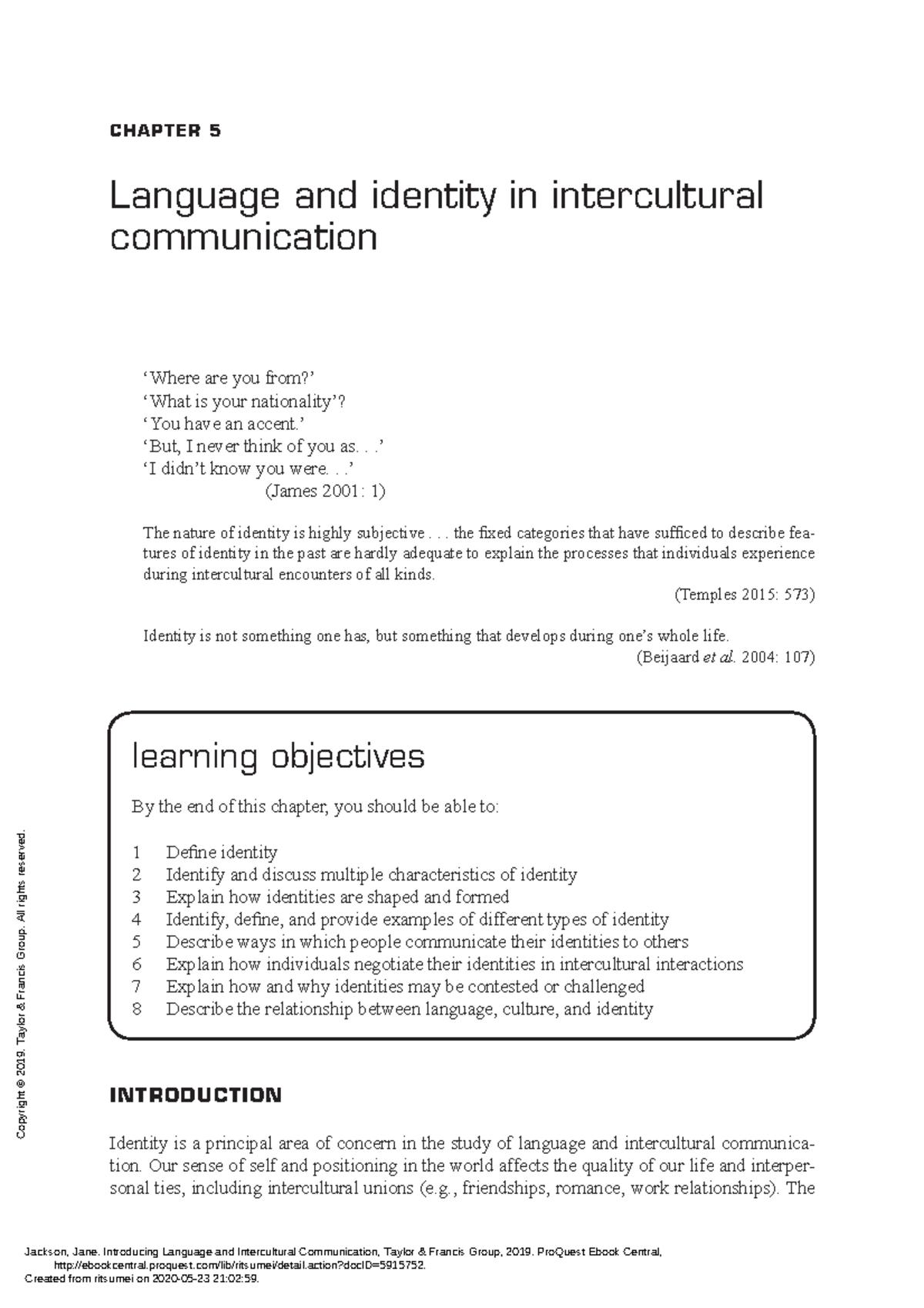 Jackson 2019 Chp 5 Language and identity in intercultural communication ...