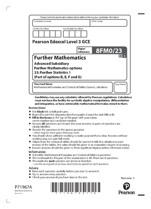 Edexcel AS Level Further Maths 2022 Markscheme Paper 1 - Mark Scheme ...