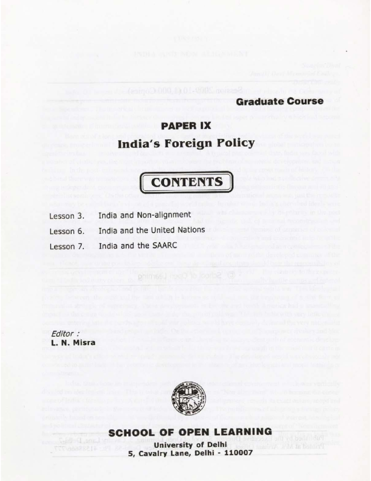 india's foreign policy - BA Honours Political Science - Studocu