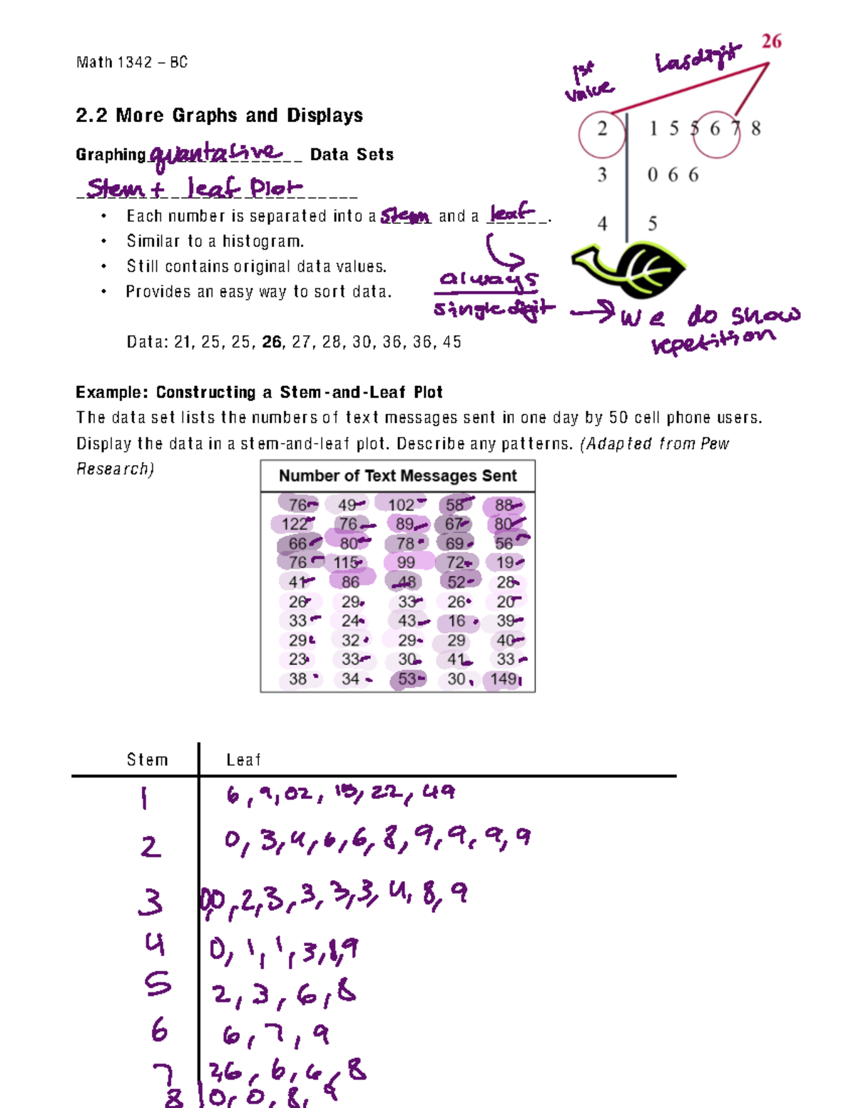2.2 Stats notes 1342 - More graphs and displays - 2 More Graphs and ...