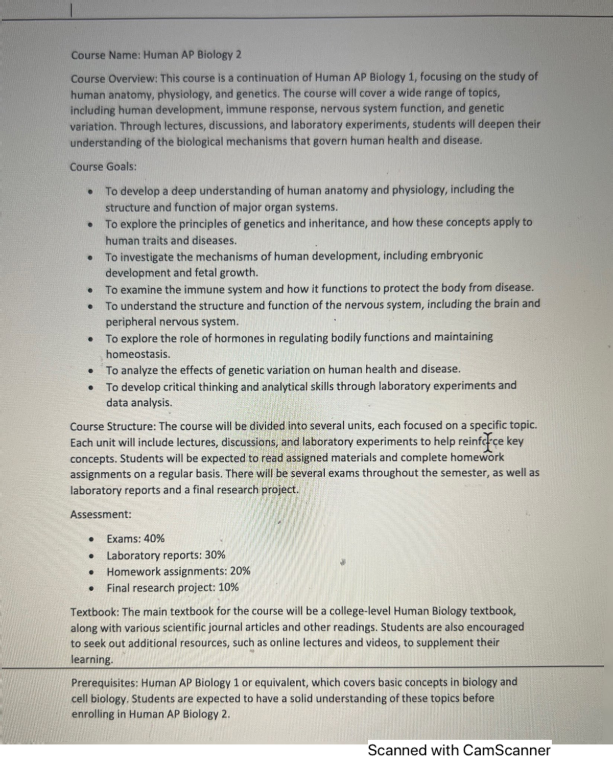 Overview course AP Bio - Studocu