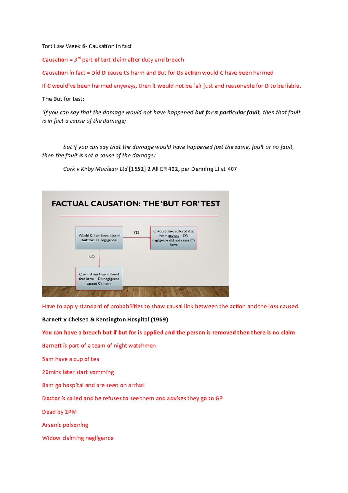 Causation in Fact - Tort Law Week 6- Causation in fact Causation = 3rd ...