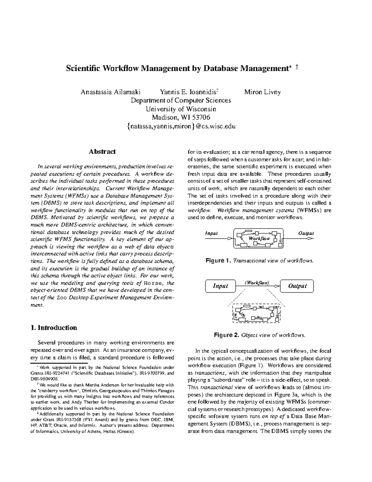 Document - Data Management - Scientific Workflow Management by Database Management Anastassia ...