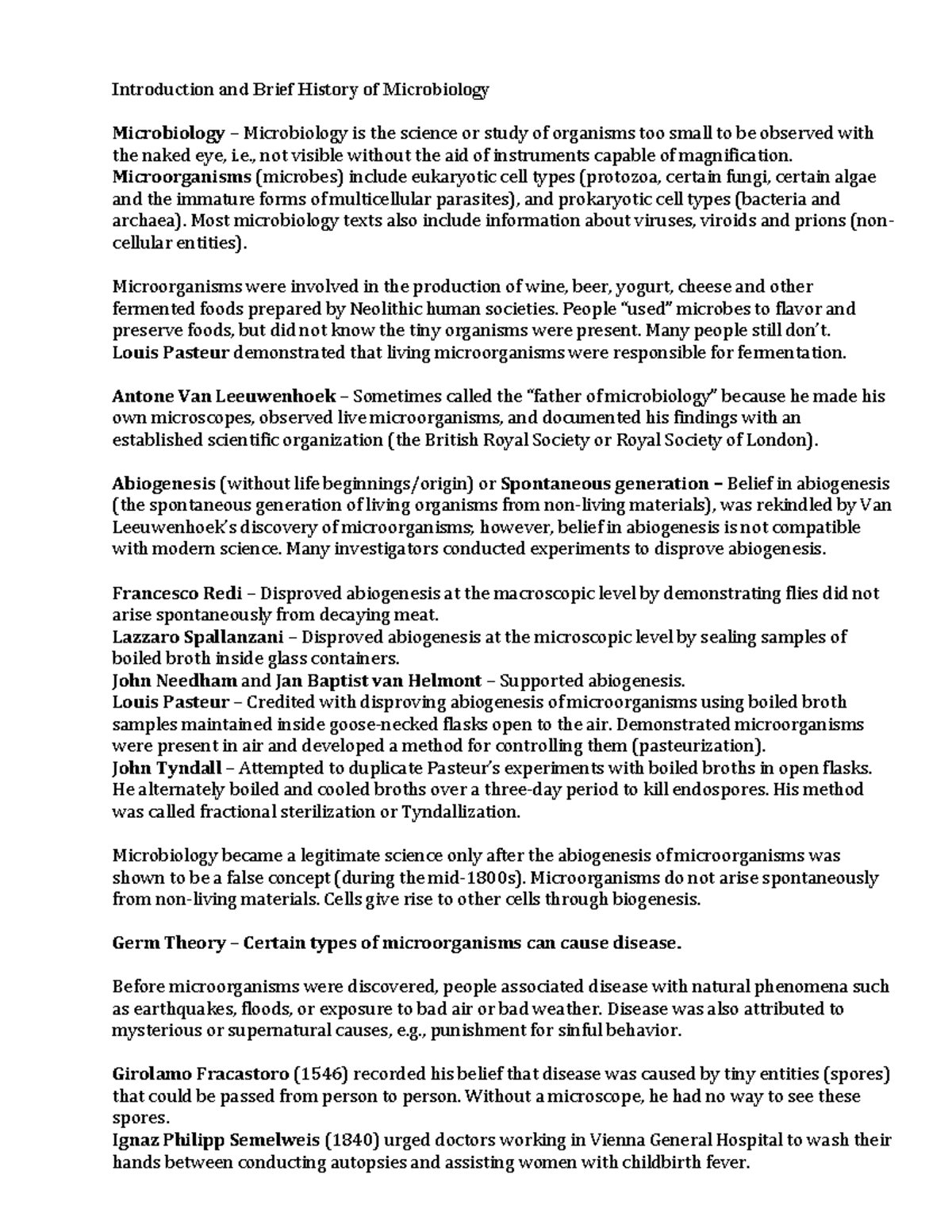 Micro intro hist - Introduction and Brief History of Microbiology ...