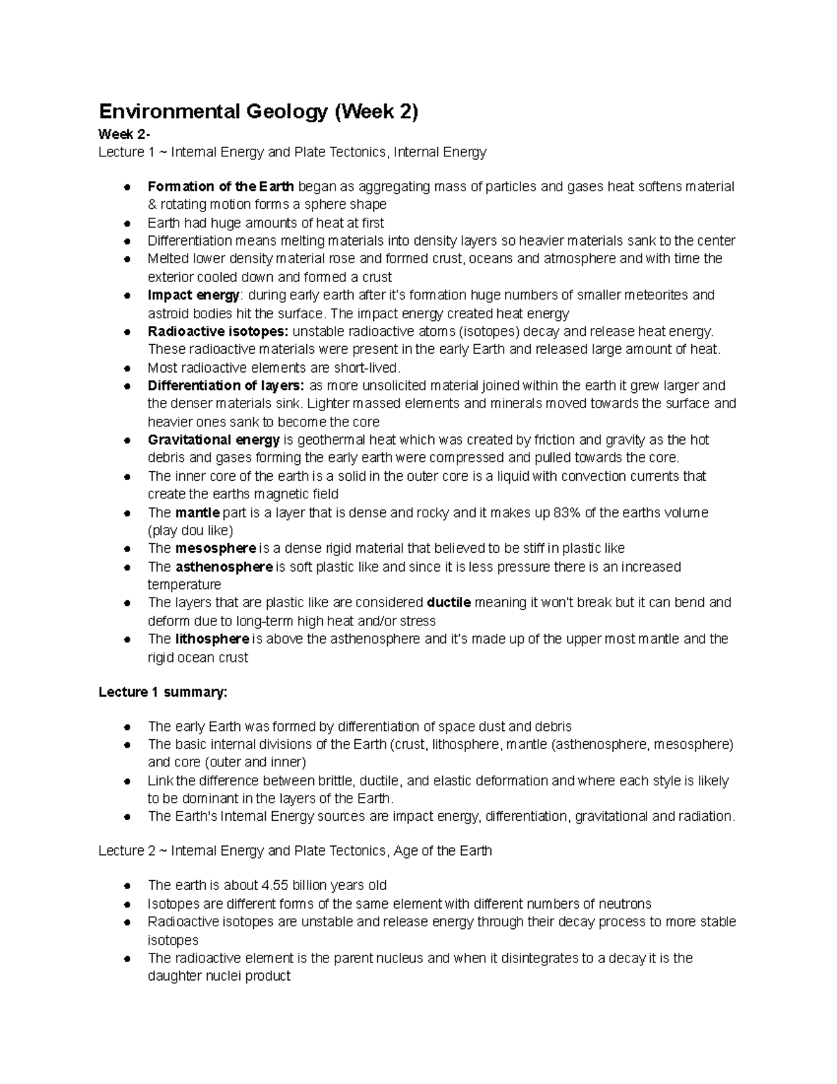 Environmental Geology (Week 2) - The impact energy created heat energy ...