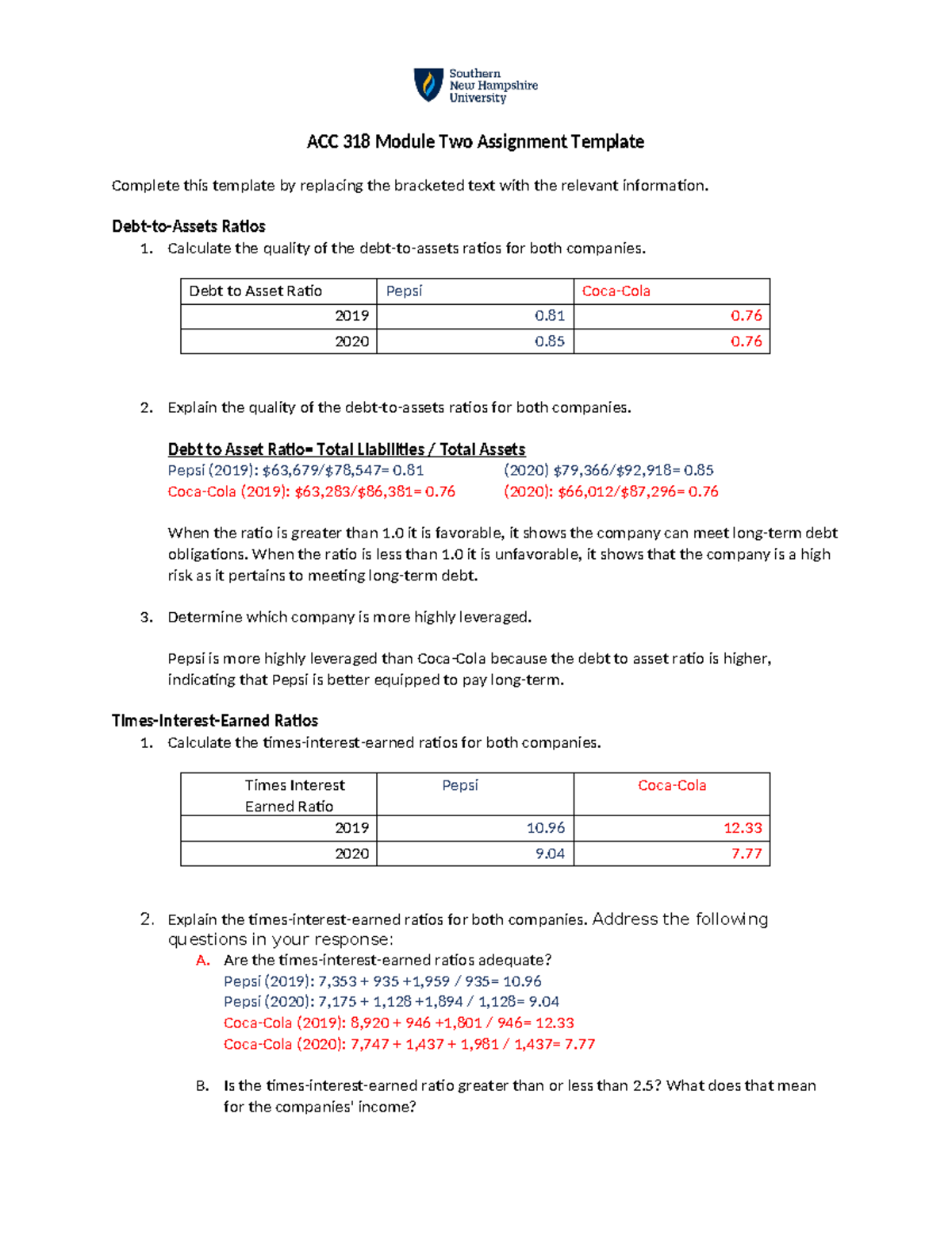 ACC 318 Module Two Assignment Template - ACC 318 Module Two Assignment Template Complete this ...