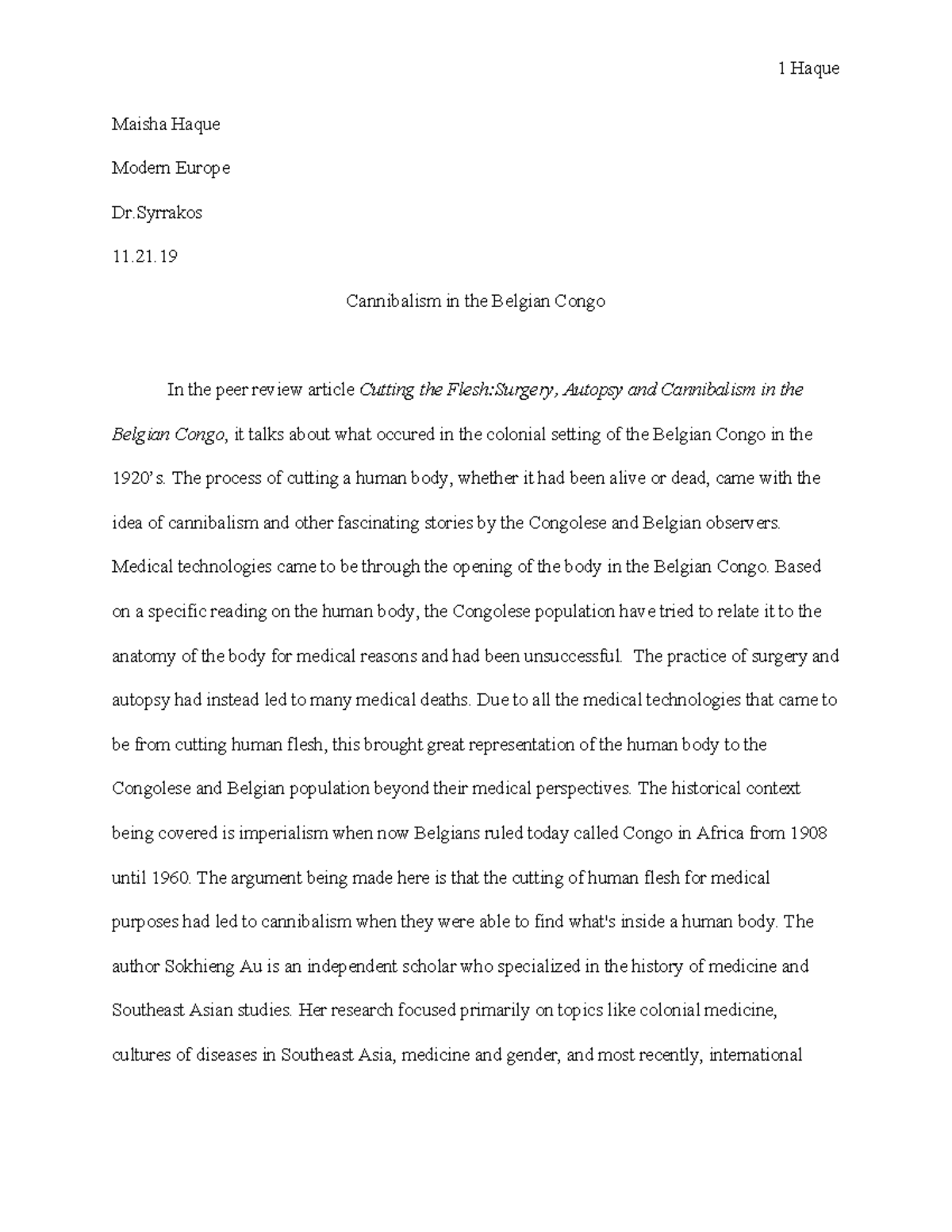 Modern Europe Paper 3 - 1 Haque Maisha Haque Modern Europe Dr 11 ...